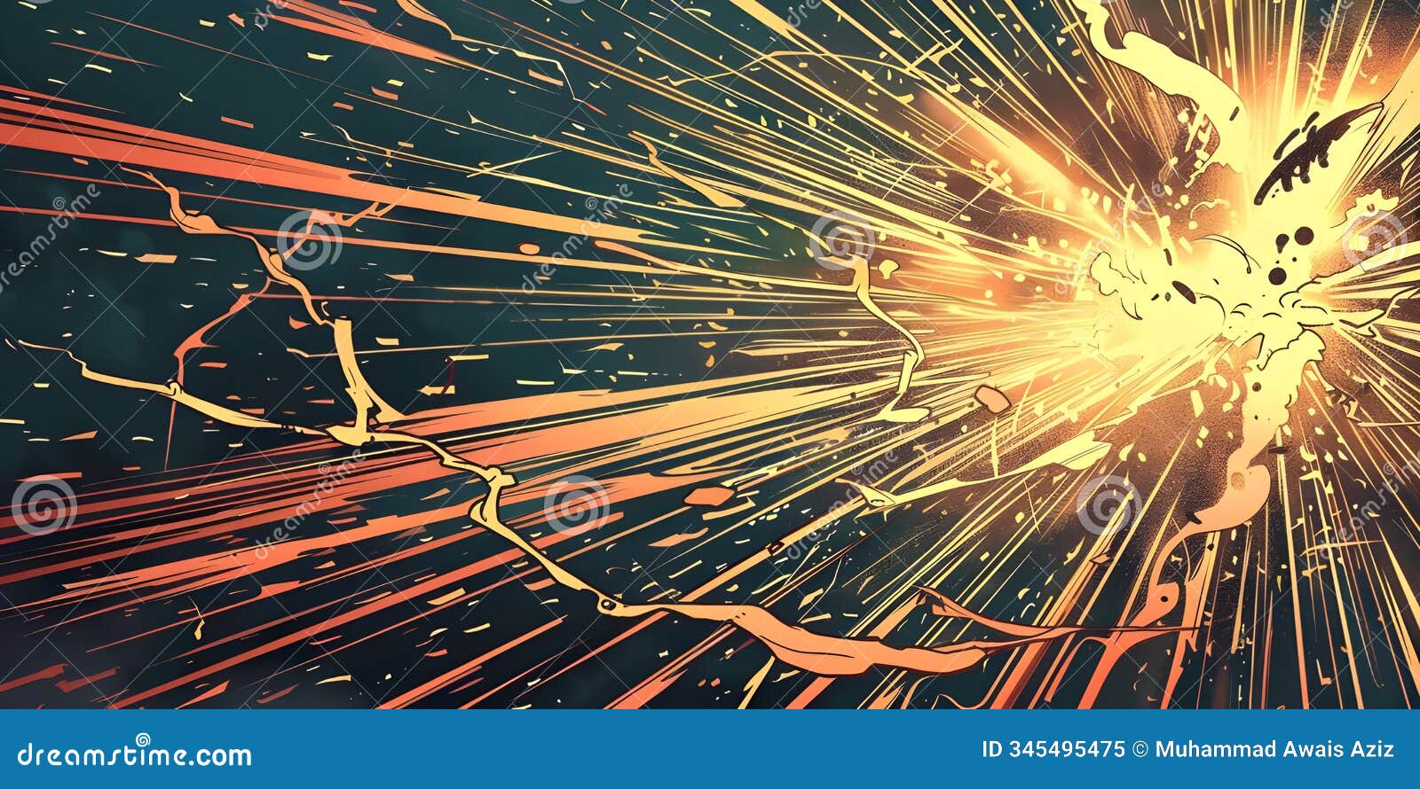 Beautiful Comic Background with Zoom Line and Lightning - Ai Generated ...