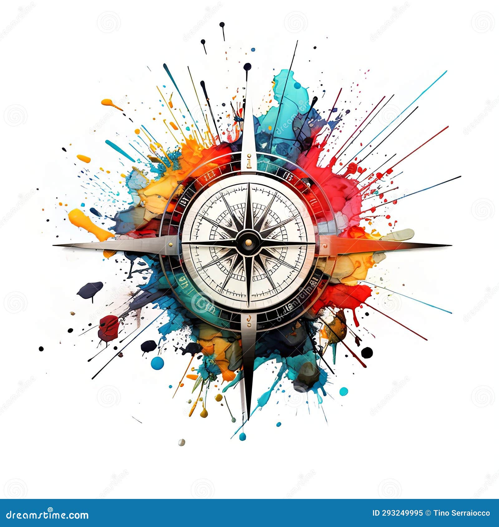Beautiful Compass Made of Data White Background Colour Splash ...