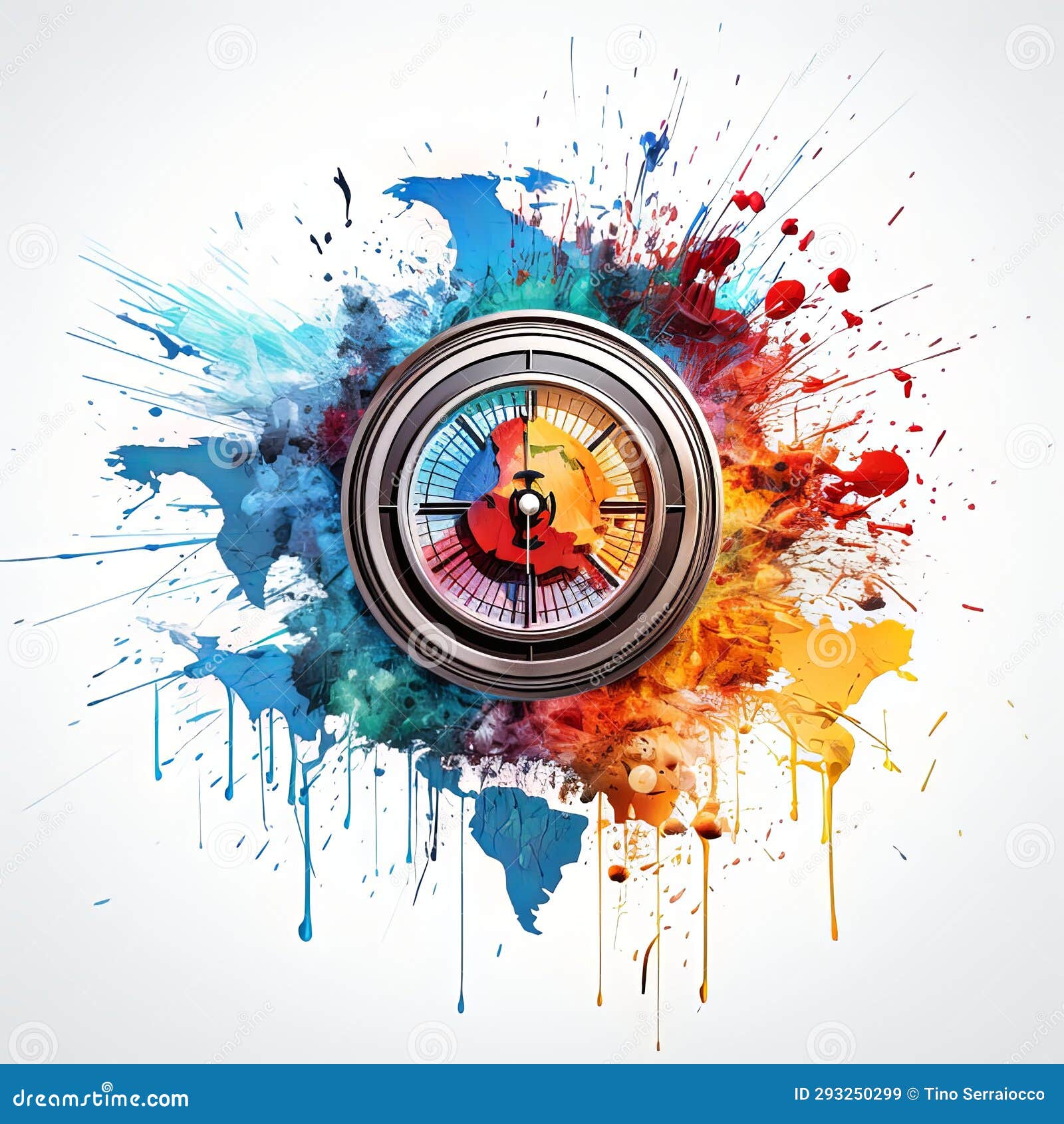 Beautiful Compass Made of Data White Background Colour Splash ...