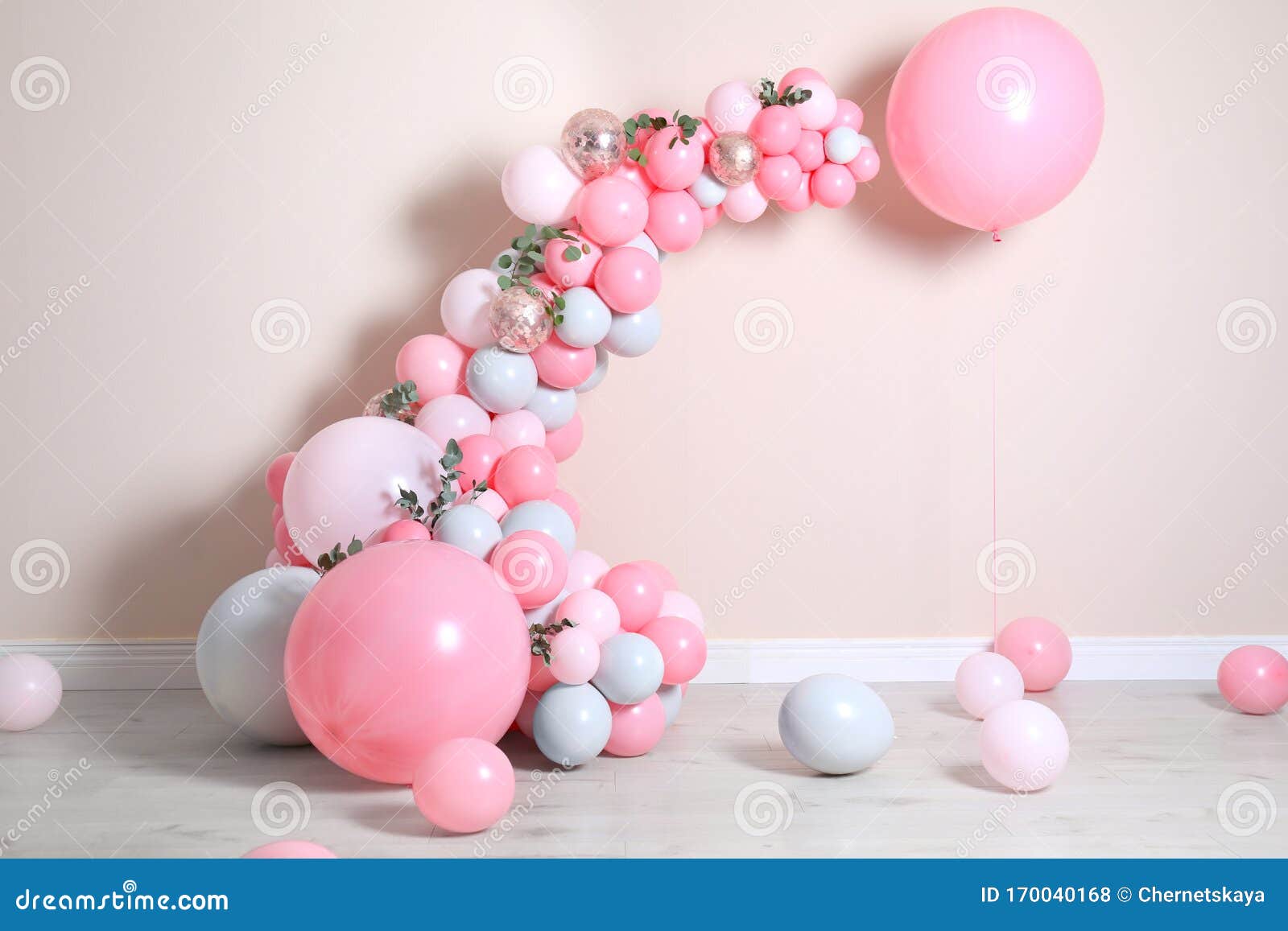 Beautiful Composition with Balloons Near Wall Stock Photo - Image of ...