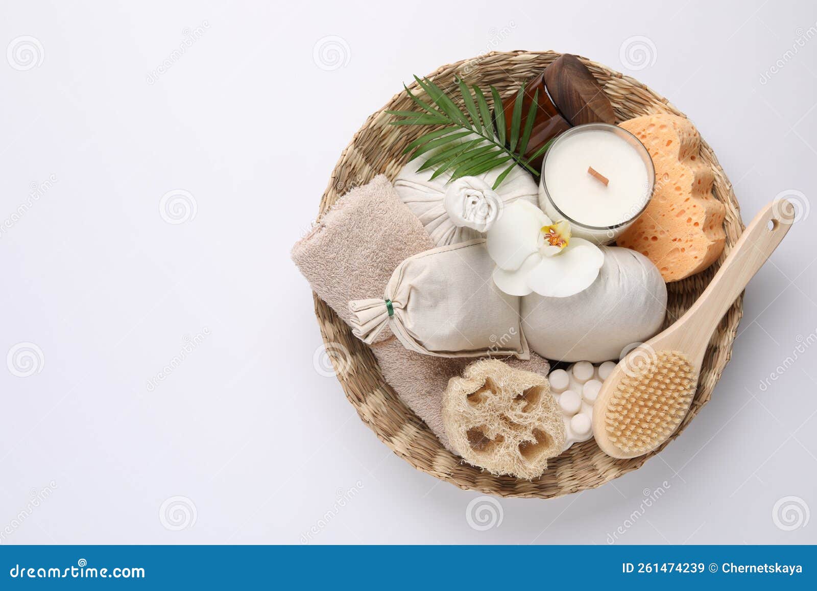 Beautiful Composition with Different Spa Products on White Background ...