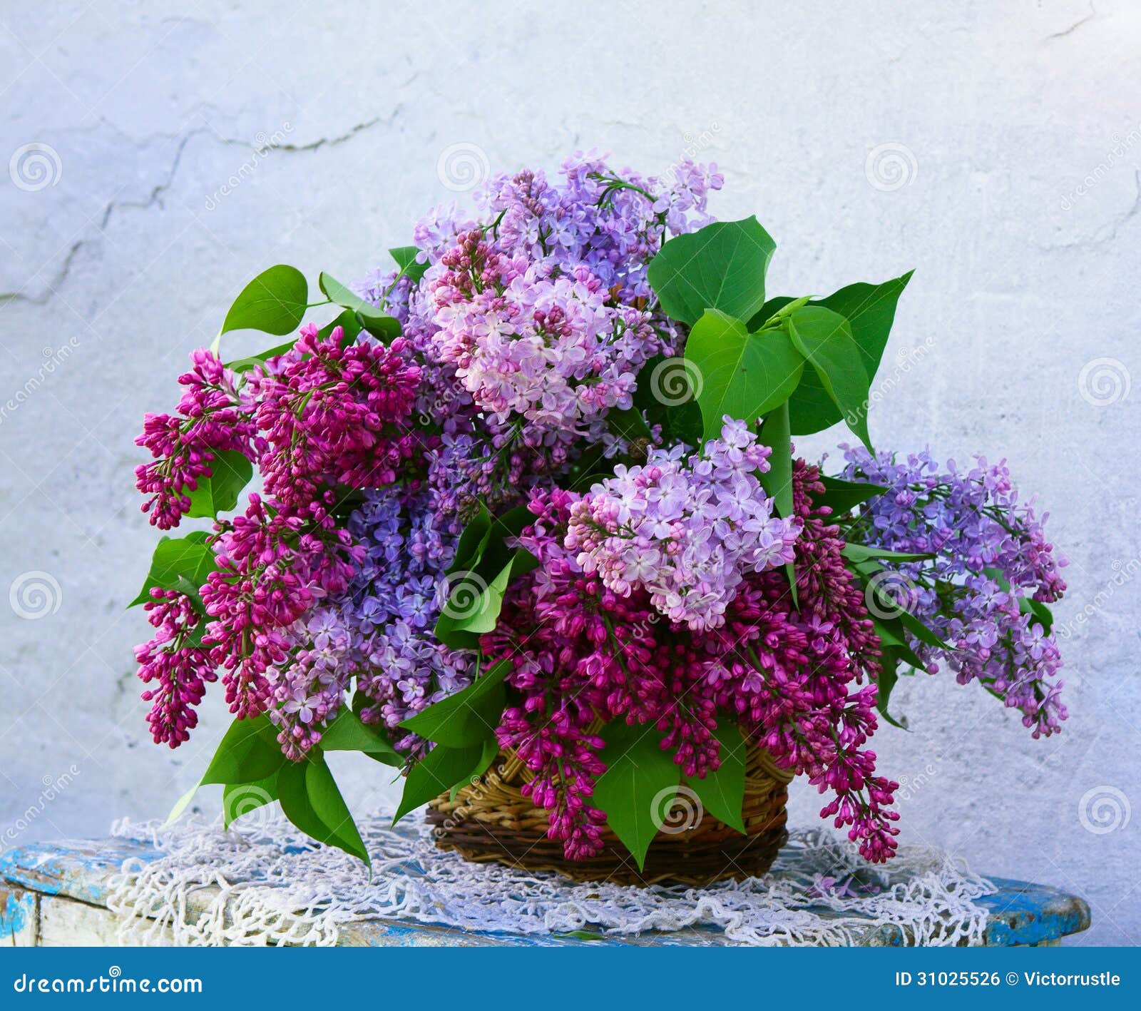 Beautiful Composition of Flowers in Basket Stock Photo - Image of ...