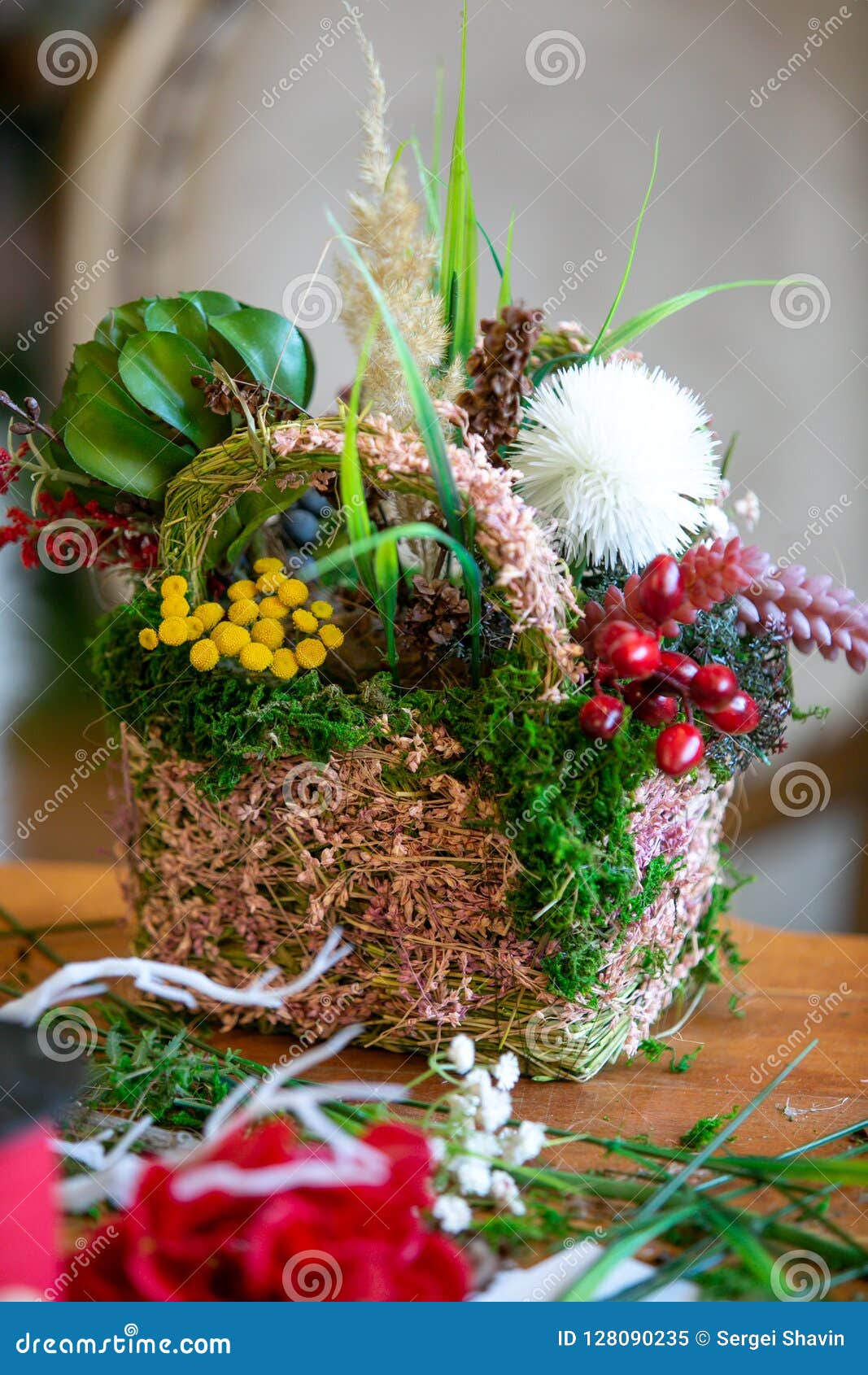 Beautiful Composition of Flowers is on the Table Stock Image - Image of ...
