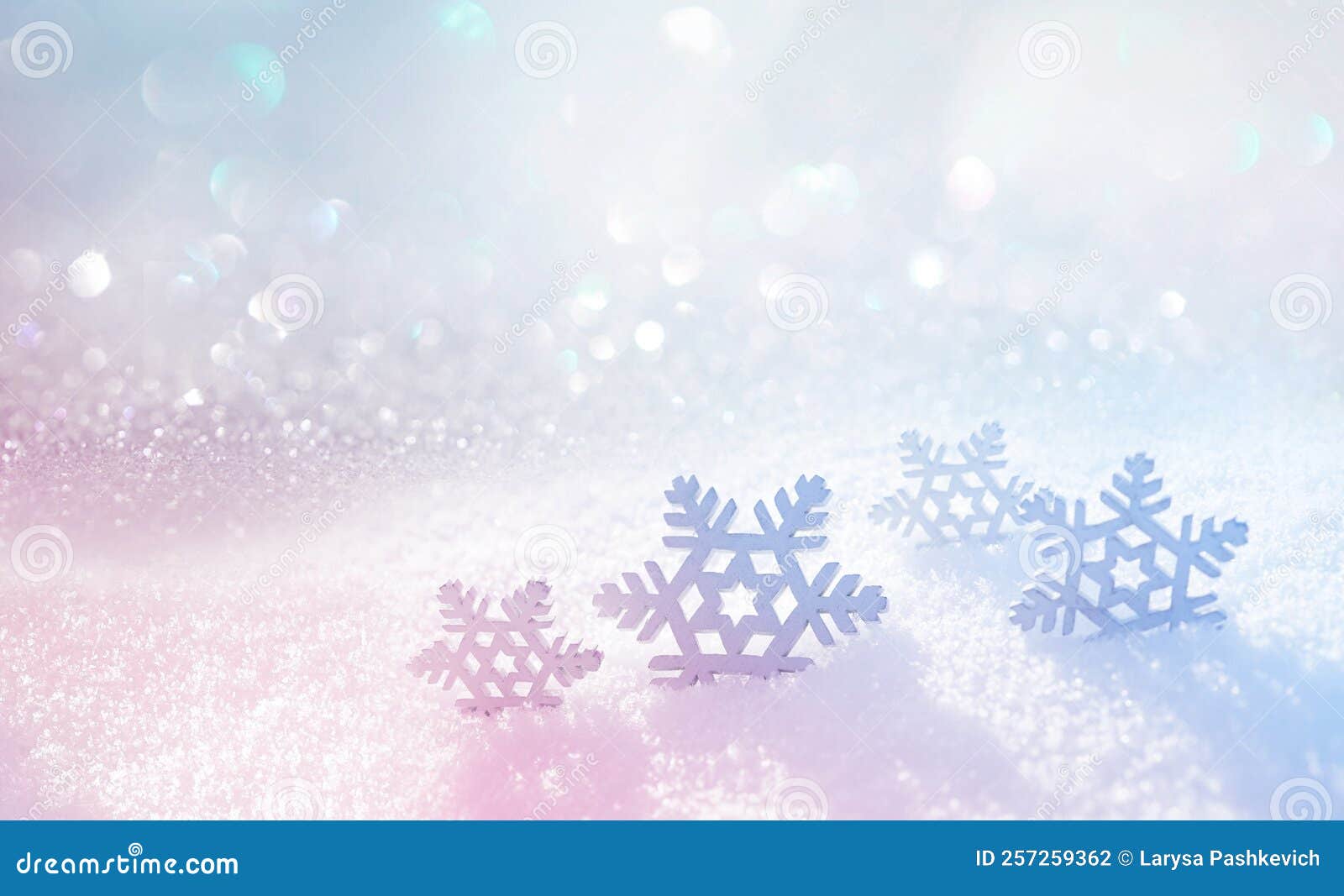 Beautiful Composition of Snowflakes on Pure Sparkling Snow. Stock Photo ...