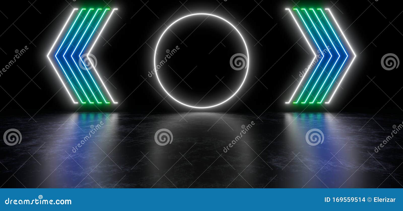 Beautiful Composition of White Neon Lights on a Black Background. 3d ...