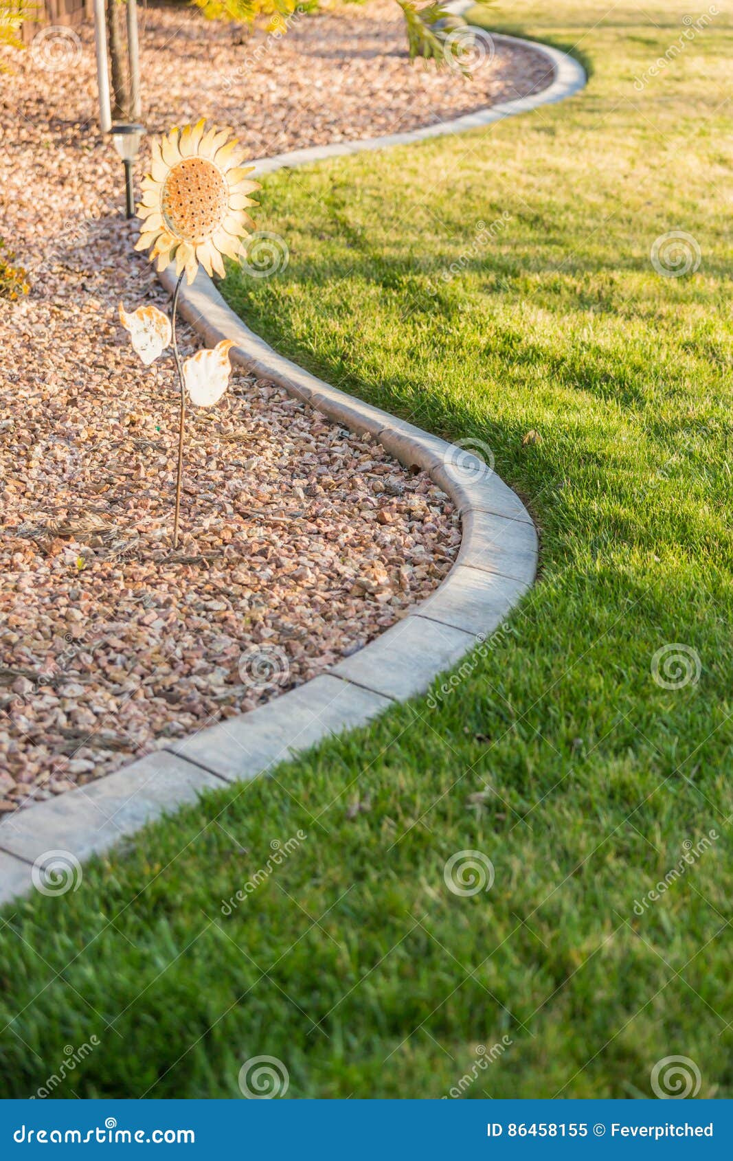 Beautiful Concrete Coping Along Lush Green Grass in Yard. Stock Image ...