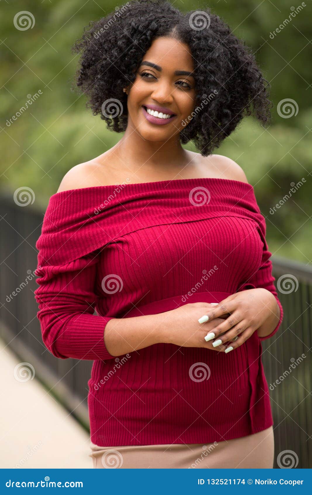 Beautiful Confident African American Woman Smiling Outside Stock Photo ... Beautiful Confident African American Woman Smiling Outside Stock Photo ...