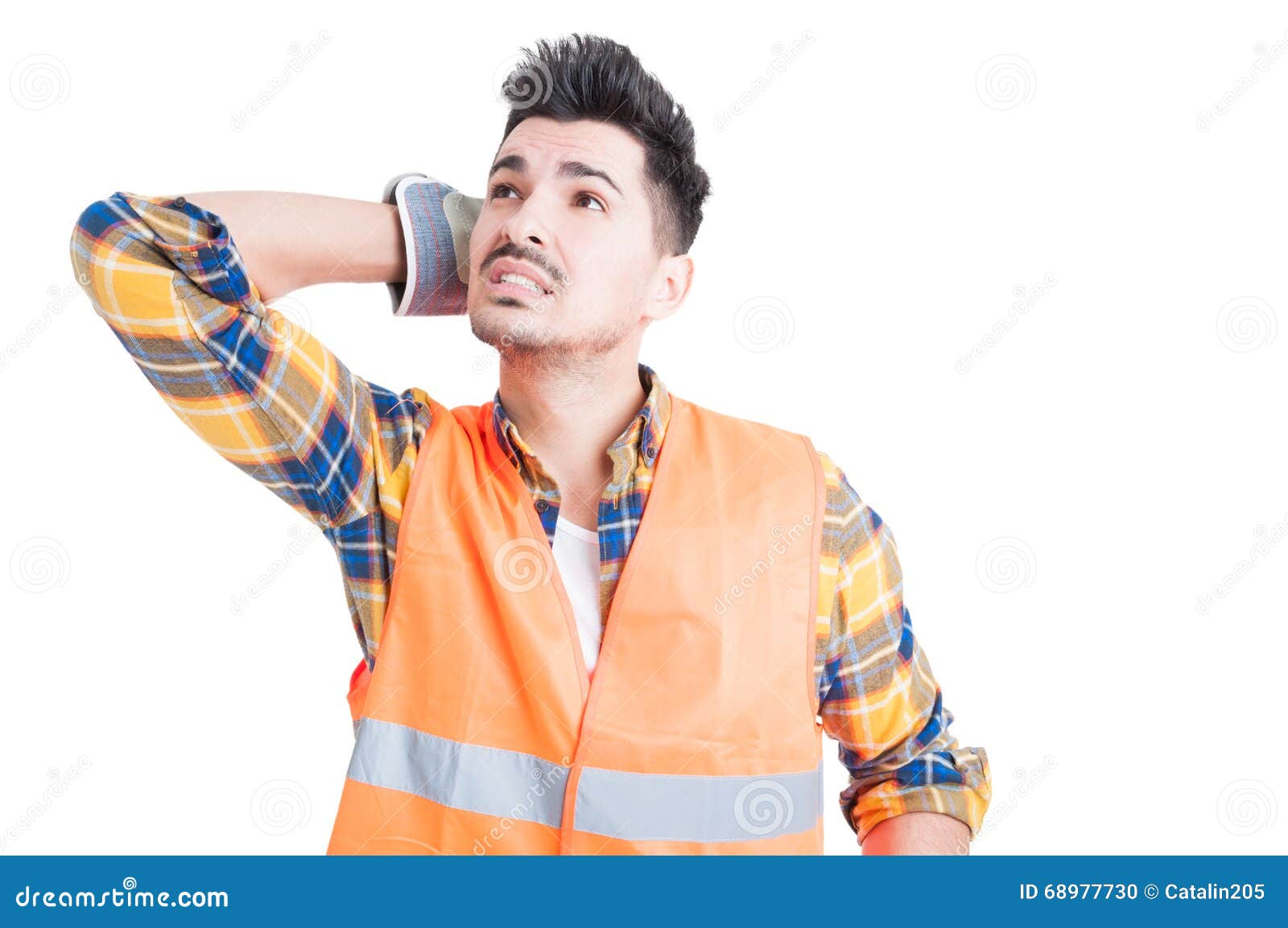 Beautiful Constructor or Engineer in Workwear Looking Confused Stock ...
