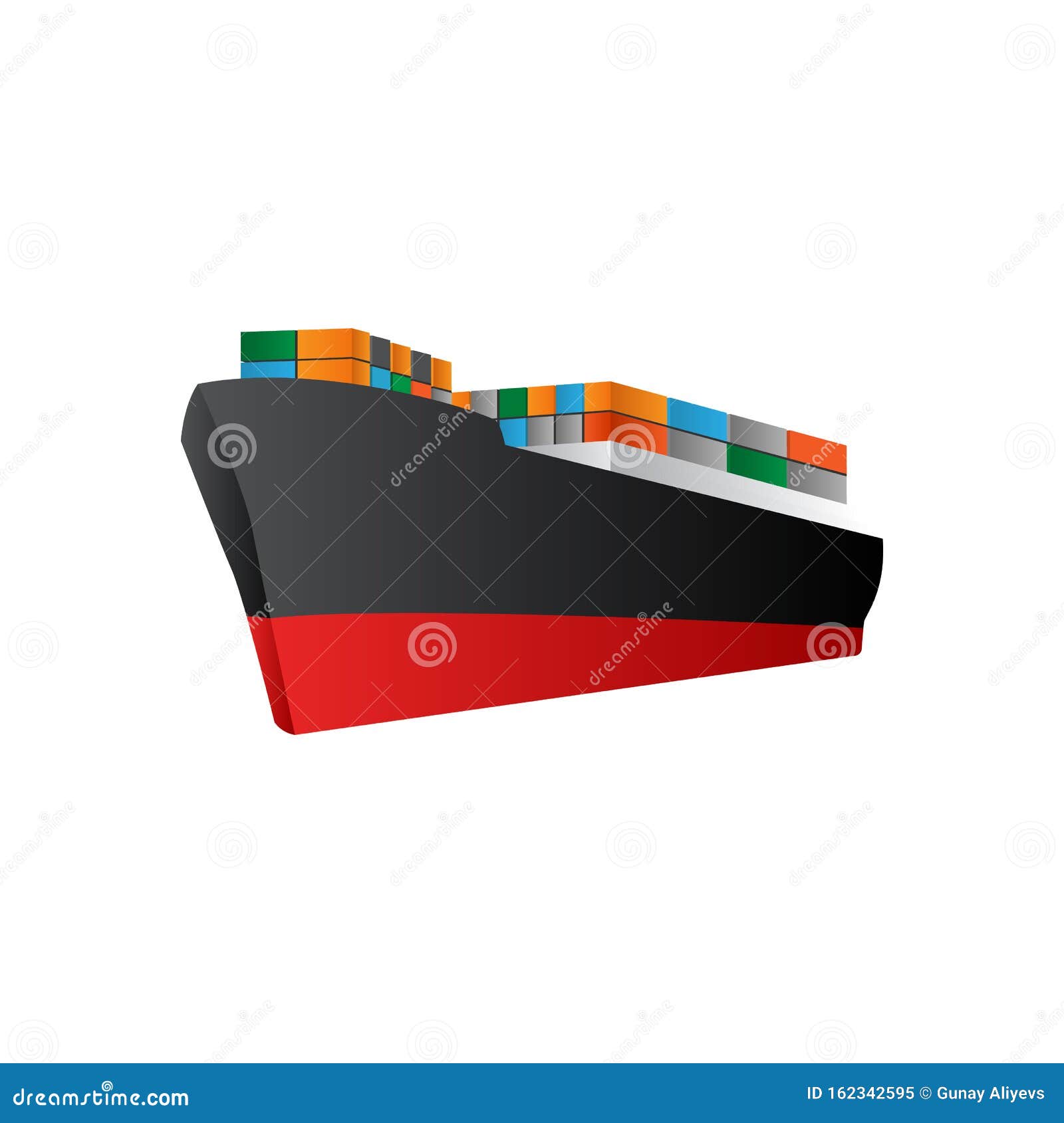 Beautiful Container Ship International Cargo. Vector Illustrated Icon ...