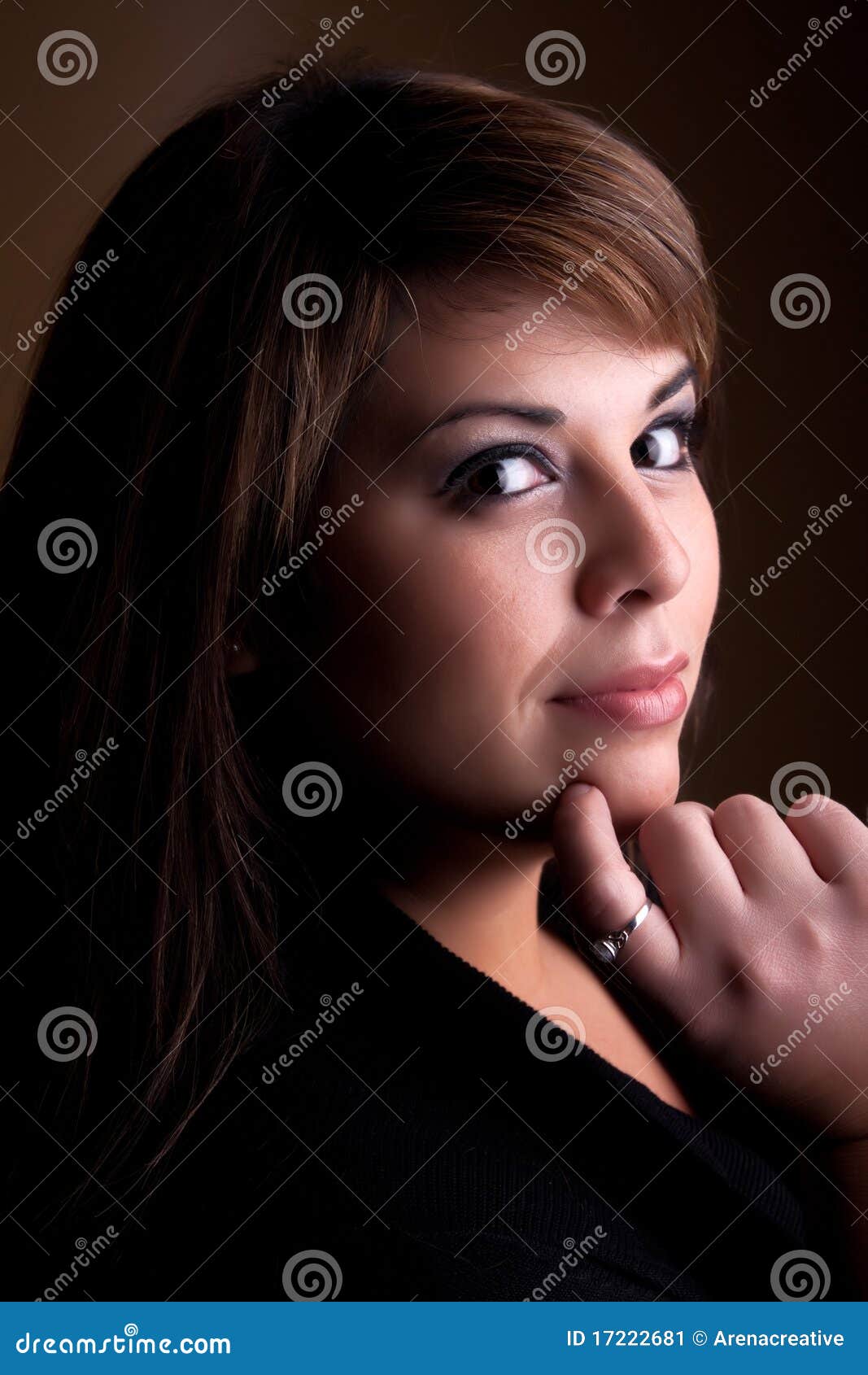 Beautiful Contemplative Woman Stock Image - Image of portrait, pensive ...