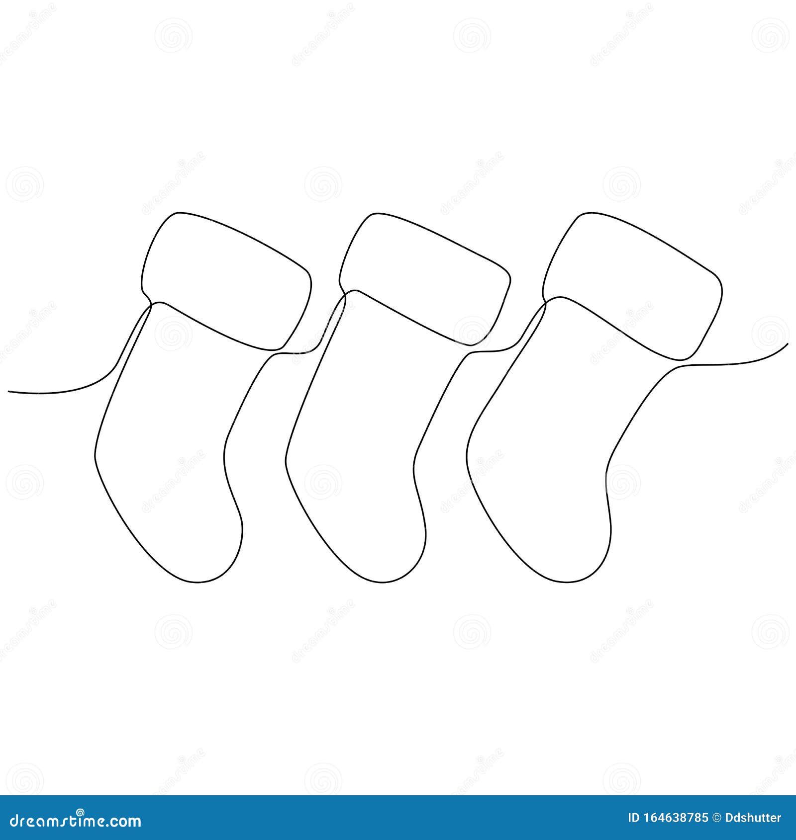 Beautiful Continuous Line Christmas Socks Design Vector Stock Vector ...