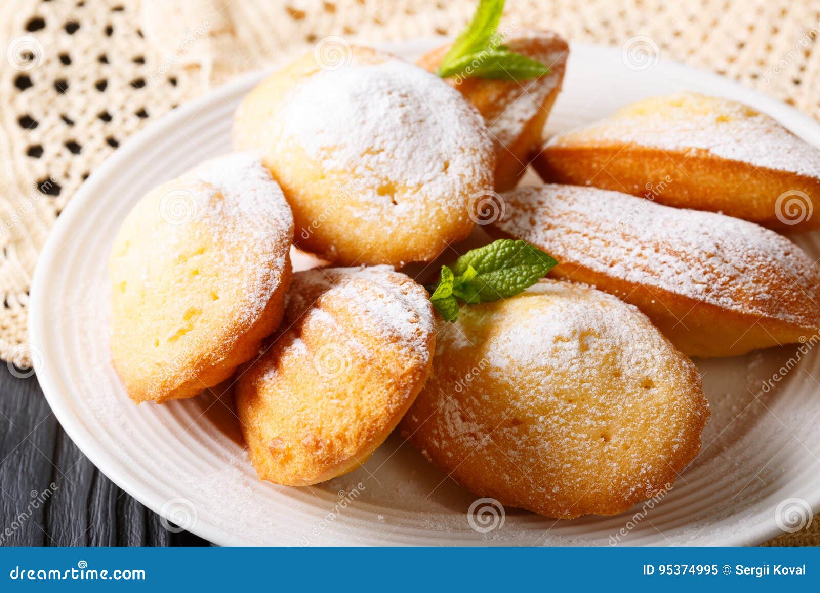 Beautiful Cookies in the Form of a Shell with Mint and Powdered Stock ...