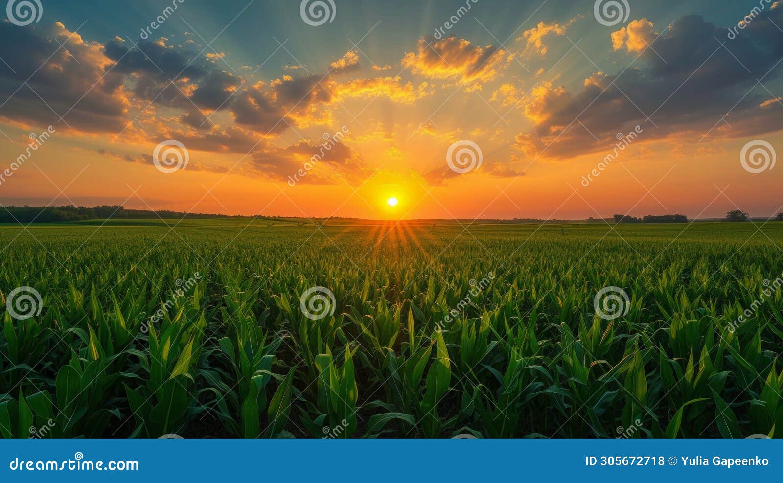 Beautiful Corn Field at Sunrise Stock Photo - Image of sunny ...