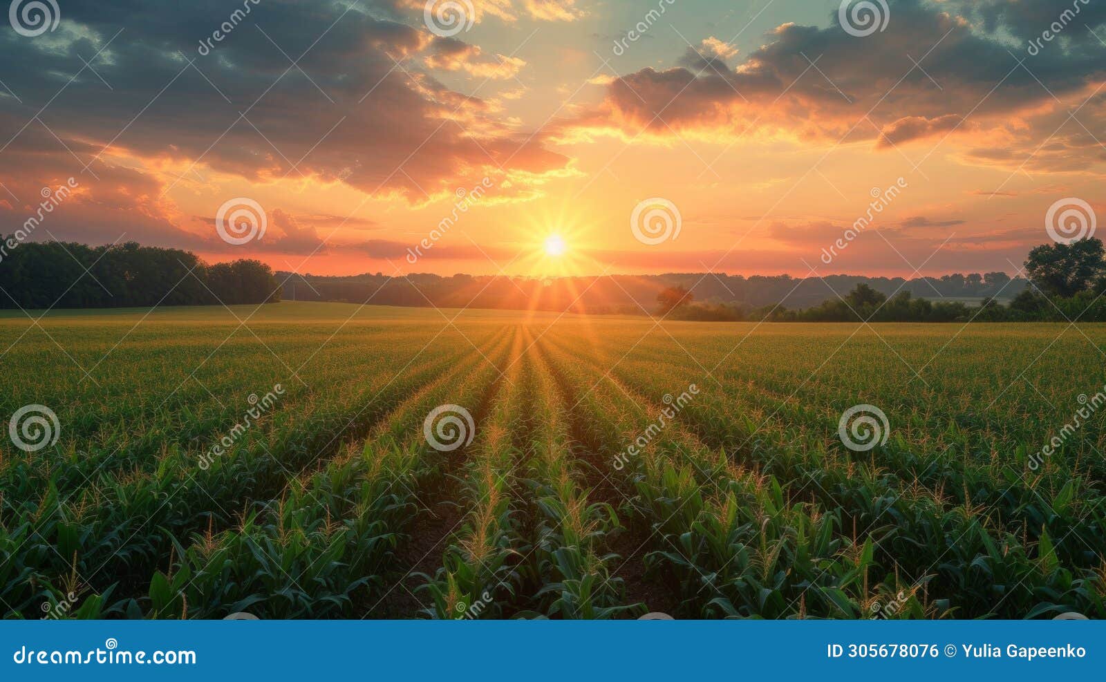 Beautiful Corn Field at Sunrise Stock Photo - Image of landscape ...