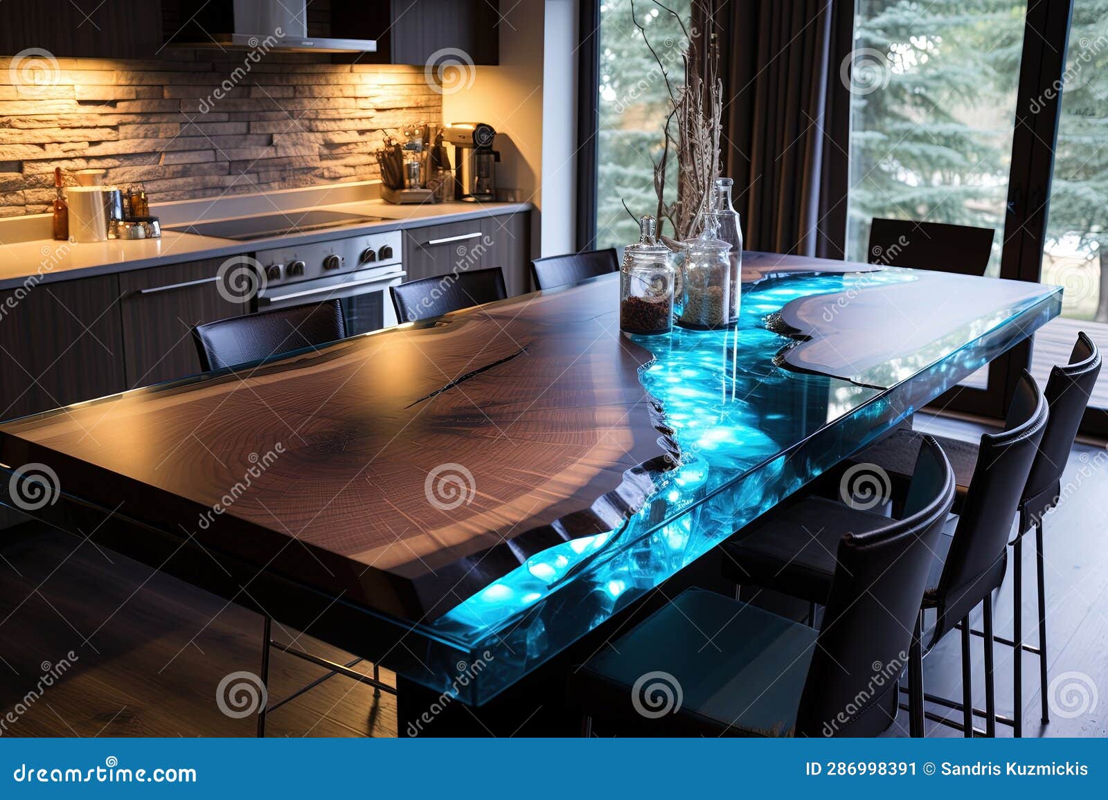 Beautiful Countertop Made with Blue Epoxy Resin Stock Illustration ...