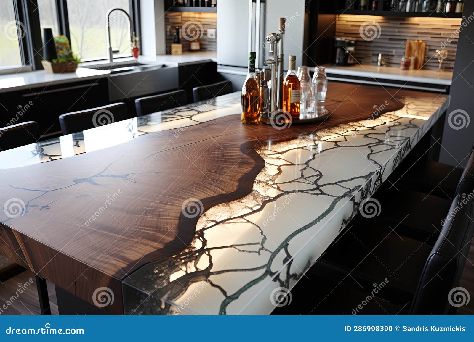 Beautiful Countertop Made with White Epoxy Resin Stock Illustration ...