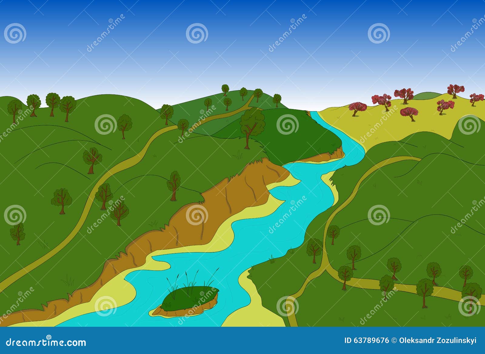 Beautiful Country Landscape. Vector Stock Vector - Illustration of ...