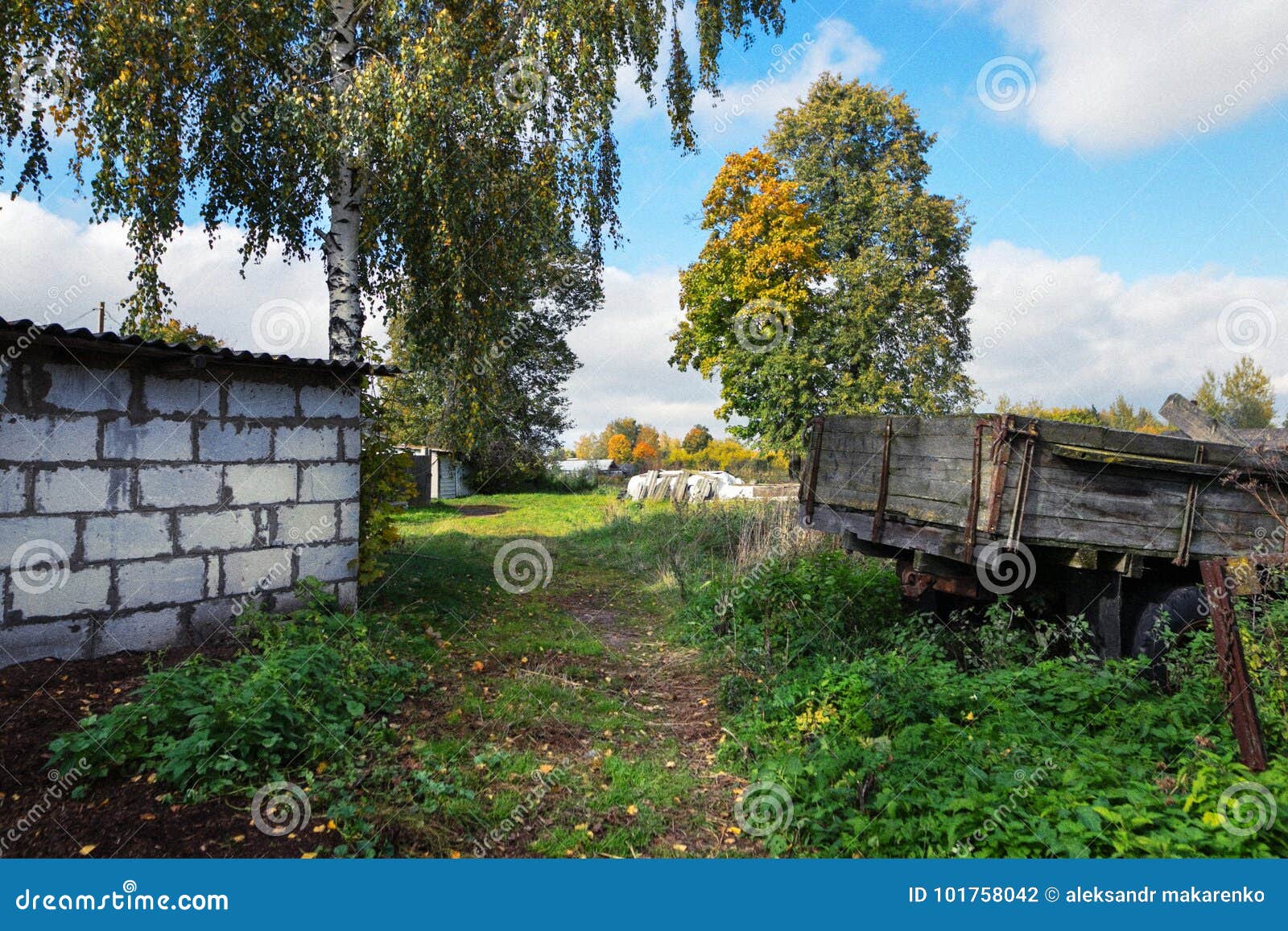 Beautiful Country Yard with Utensils in Autumn. Stock Photo - Image of ...