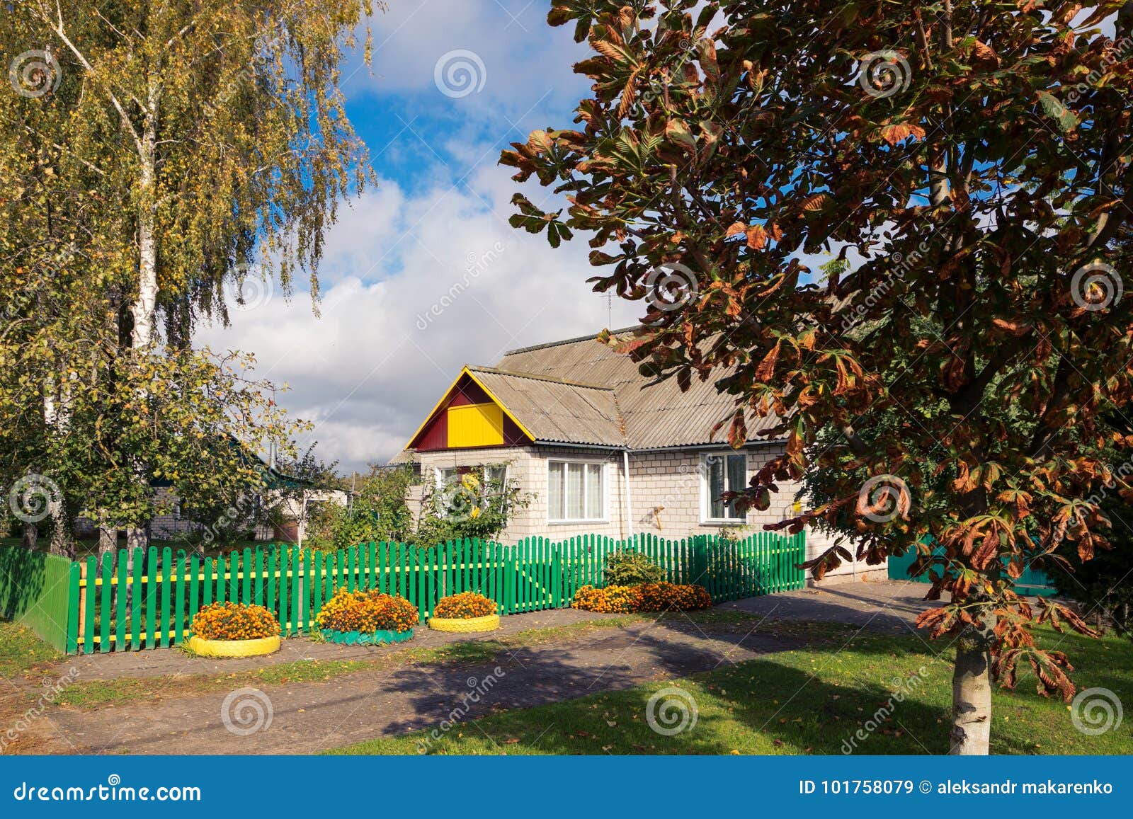 Beautiful Country Yard with Utensils in Autumn. Stock Image - Image of ...