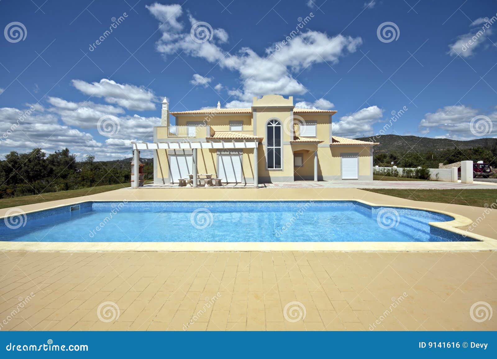 Beautiful Countryhouse with Swimmingpool Stock Photo - Image of home ...