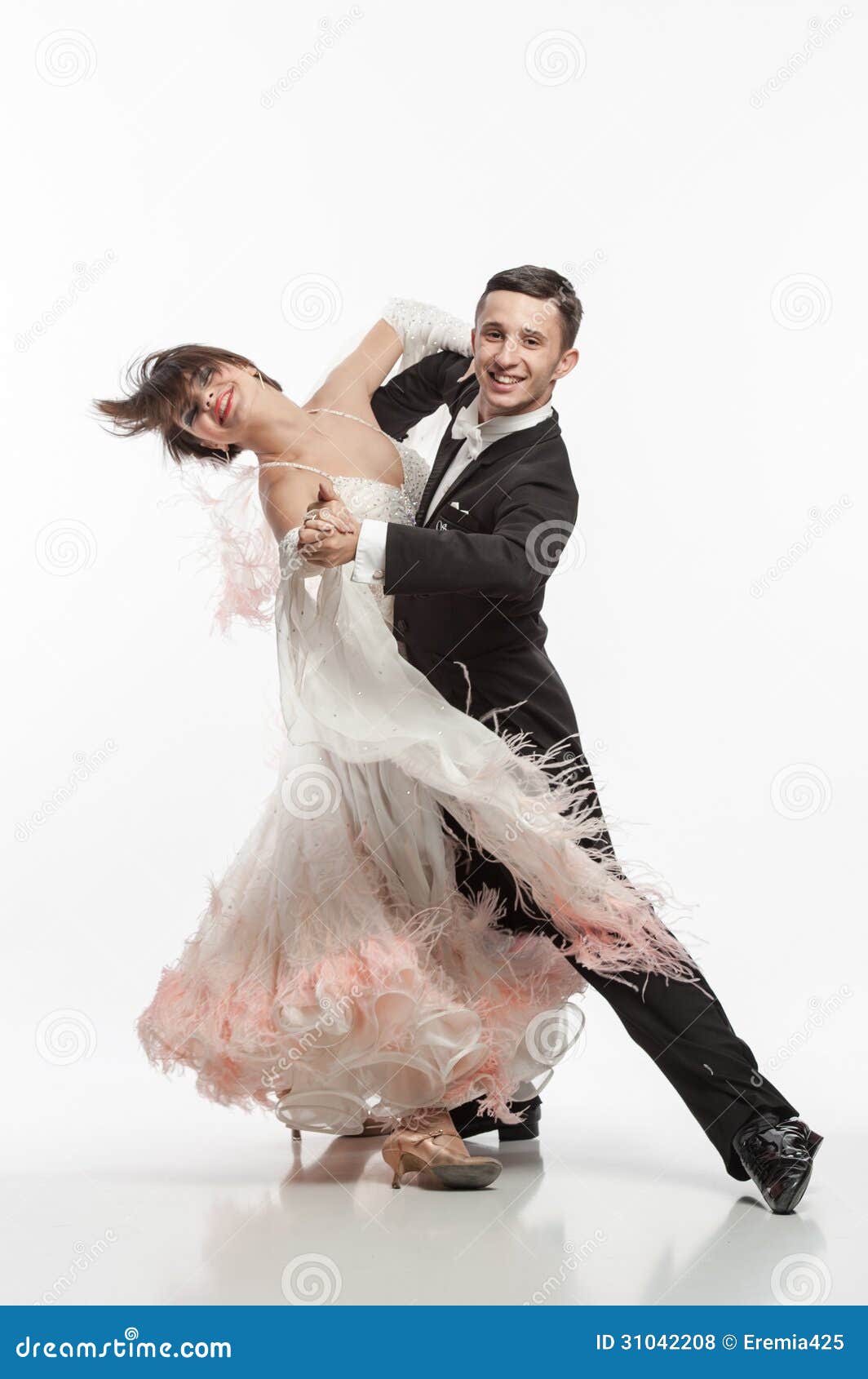 Ballroom Couple Choreography Dance Isolated On White. Ballroom Couple ...