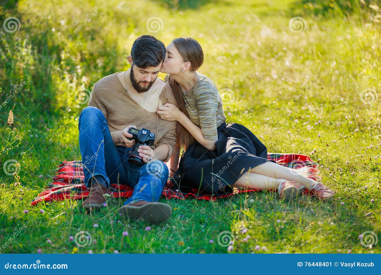 Beautiful Couple with Camera Stock Image - Image of holiday, nature ...