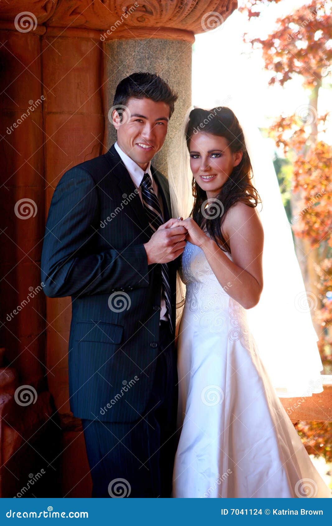Beautiful Couple Getting Married Outdoors Stock Photo - Image of happy ...