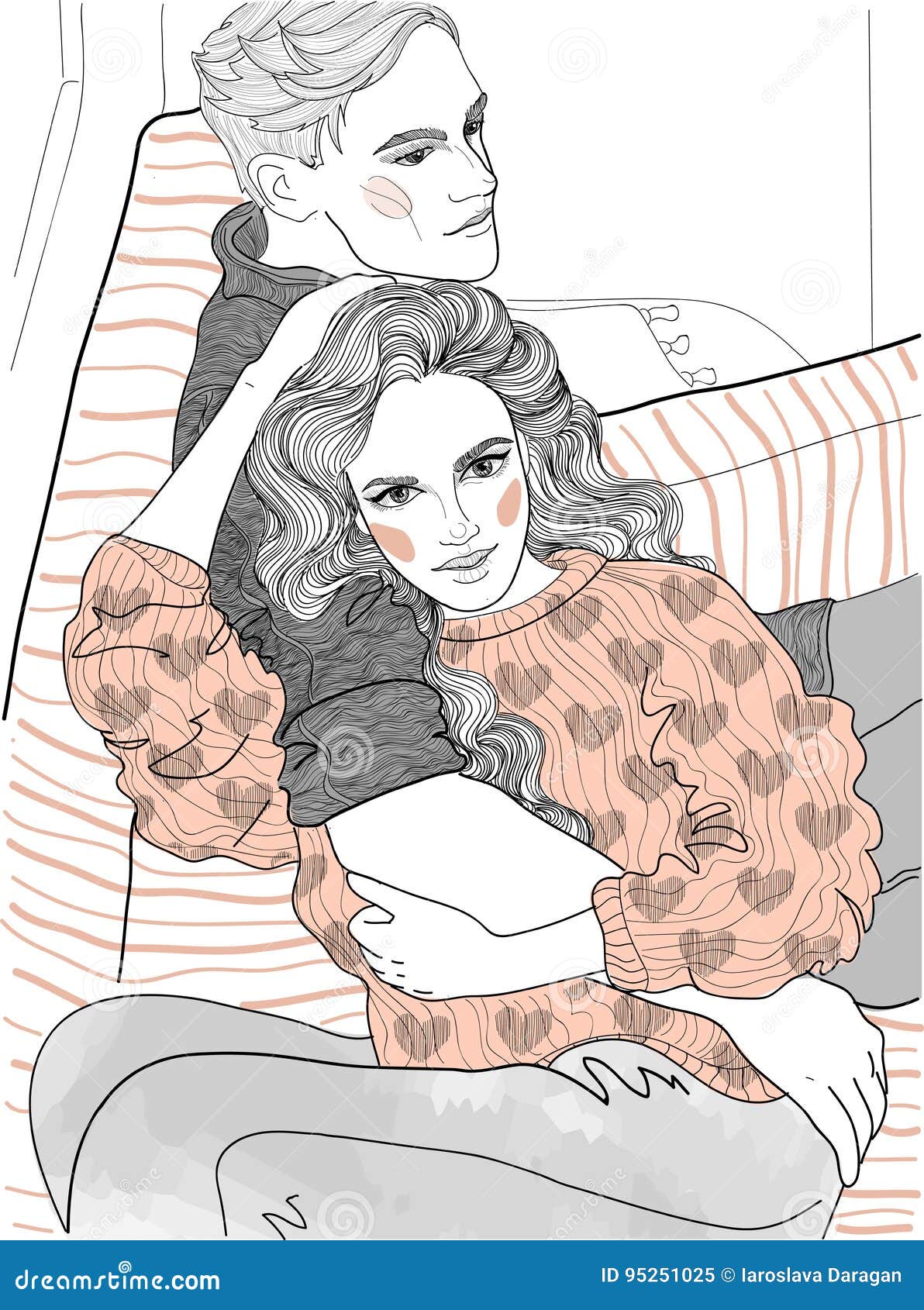 Beautiful couple stock vector. Illustration of hugging - 95251025