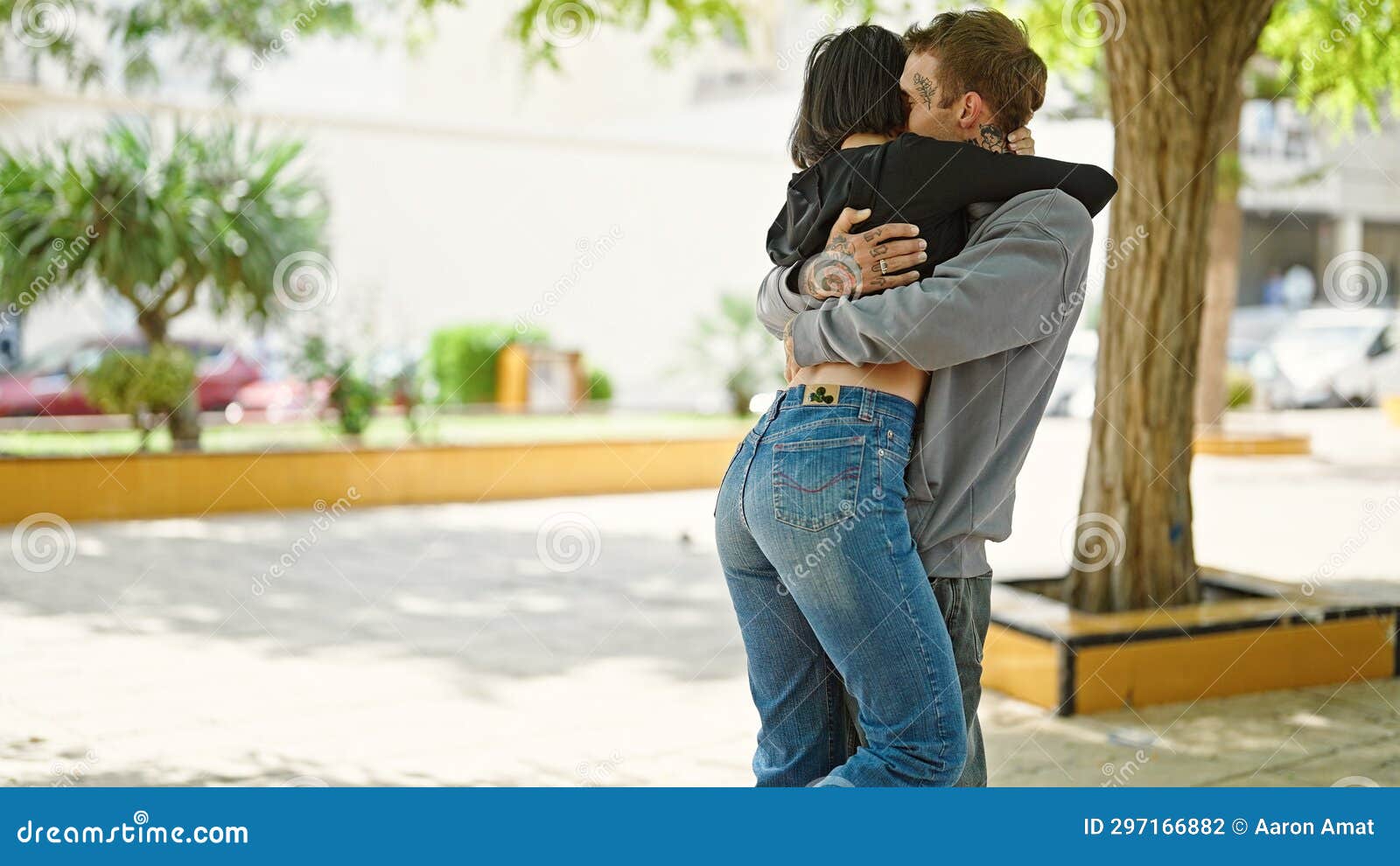 Beautiful Couple Hugging Each Other at Park Stock Photo - Image of ...