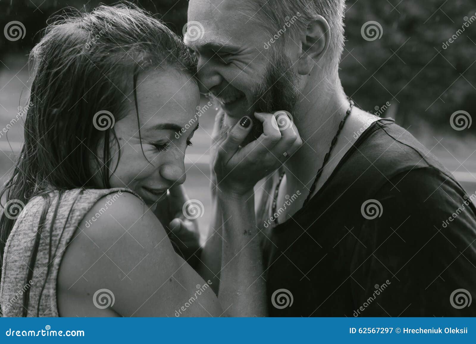 Beautiful Couple Hugging in the Rain Stock Image - Image of caucasian ...