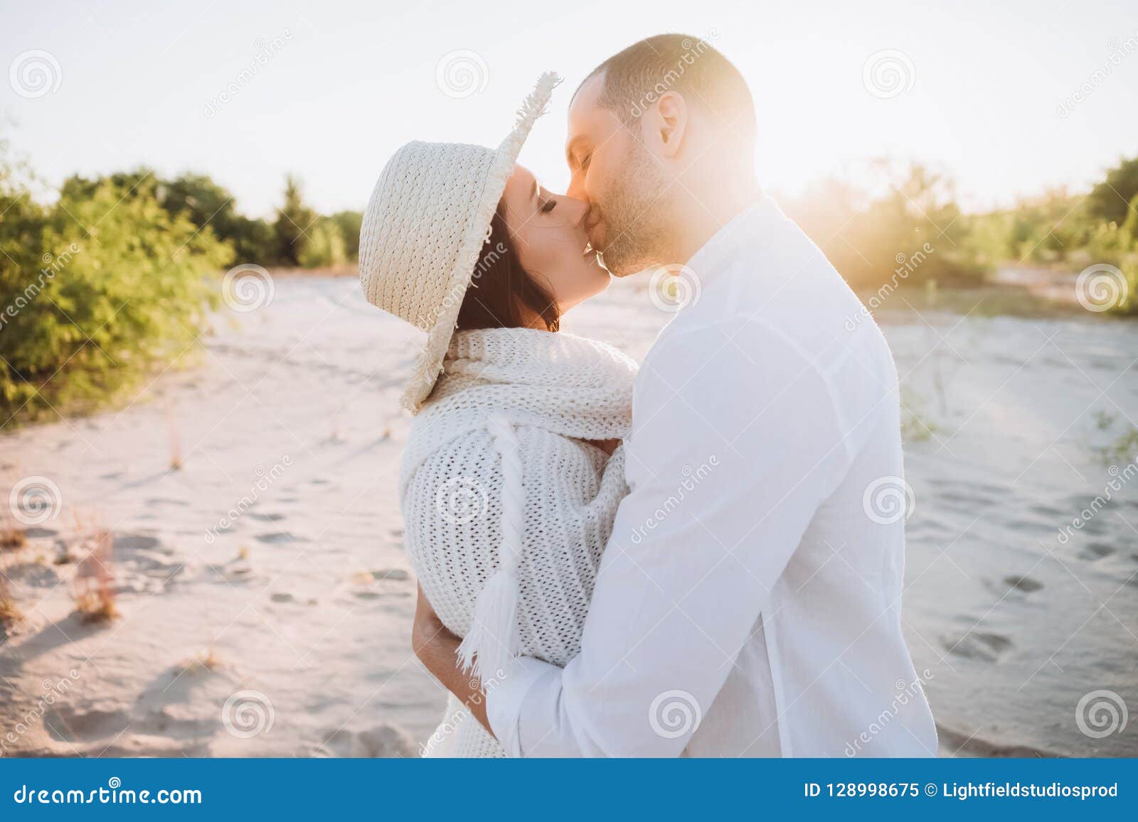 Beautiful Couple Kissing on Beach Stock Image - Image of boyfriend ...
