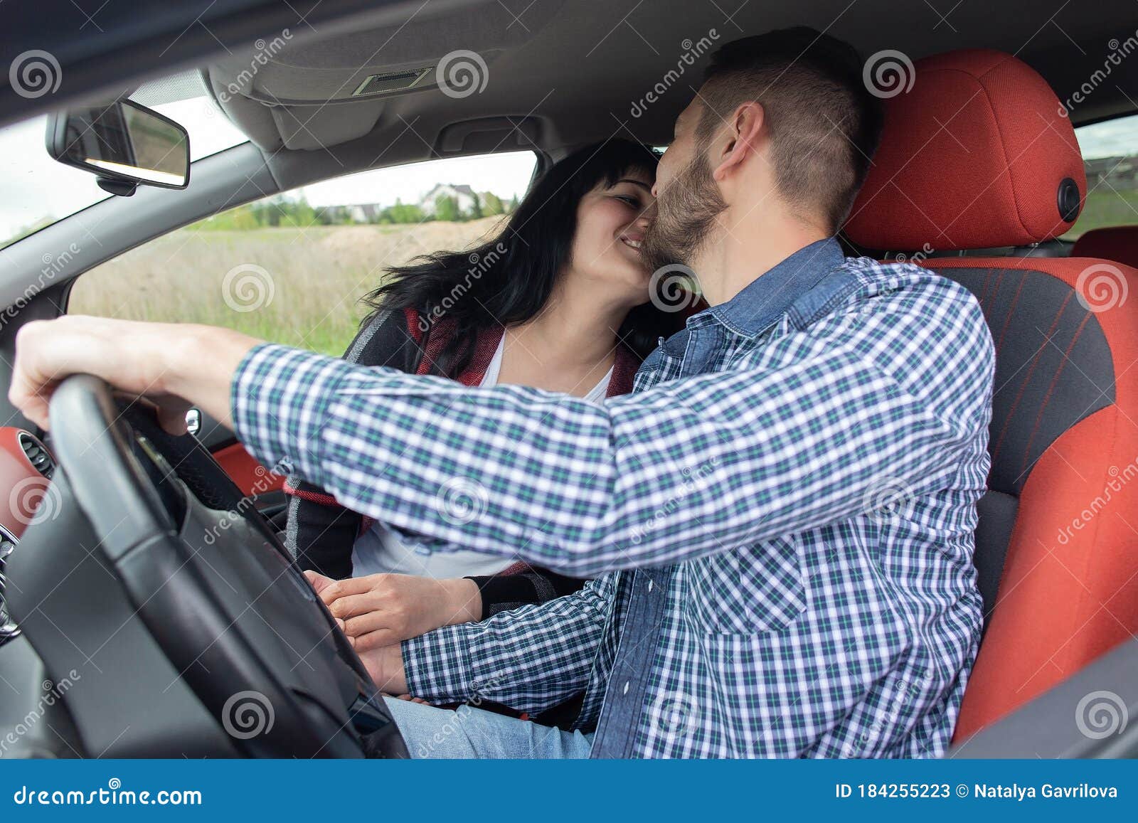 Beautiful Couple in Love in the Car Stock Image - Image of cheerful ...