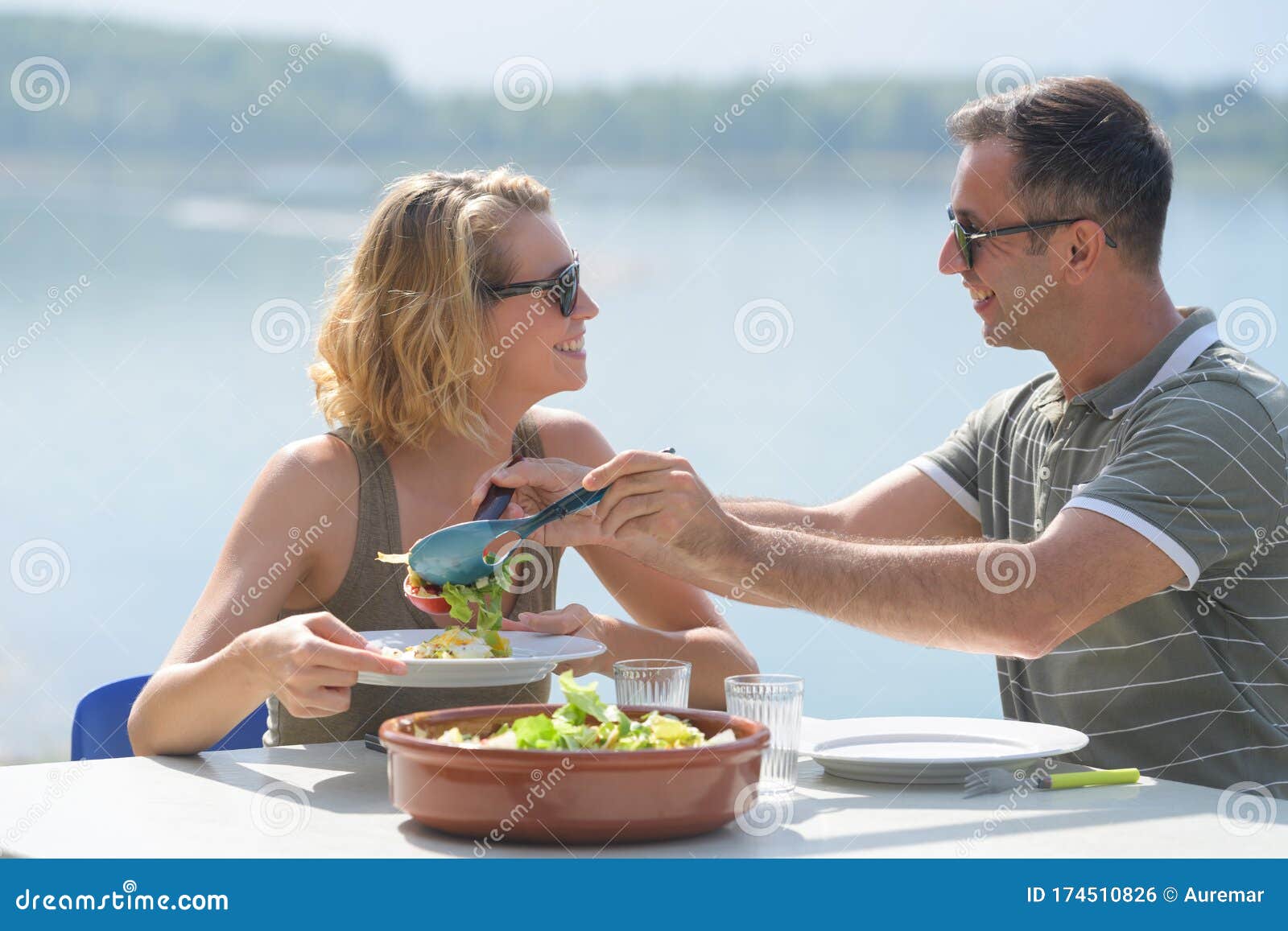 Beautiful Couple on Lunch at Restaurant Stock Photo - Image of meal ...
