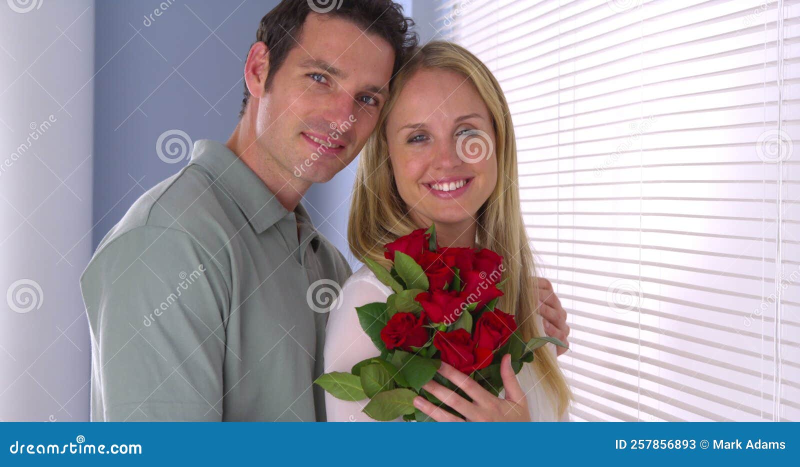 Beautiful Couple with Roses Stock Video - Video of indoors, caucasian ...
