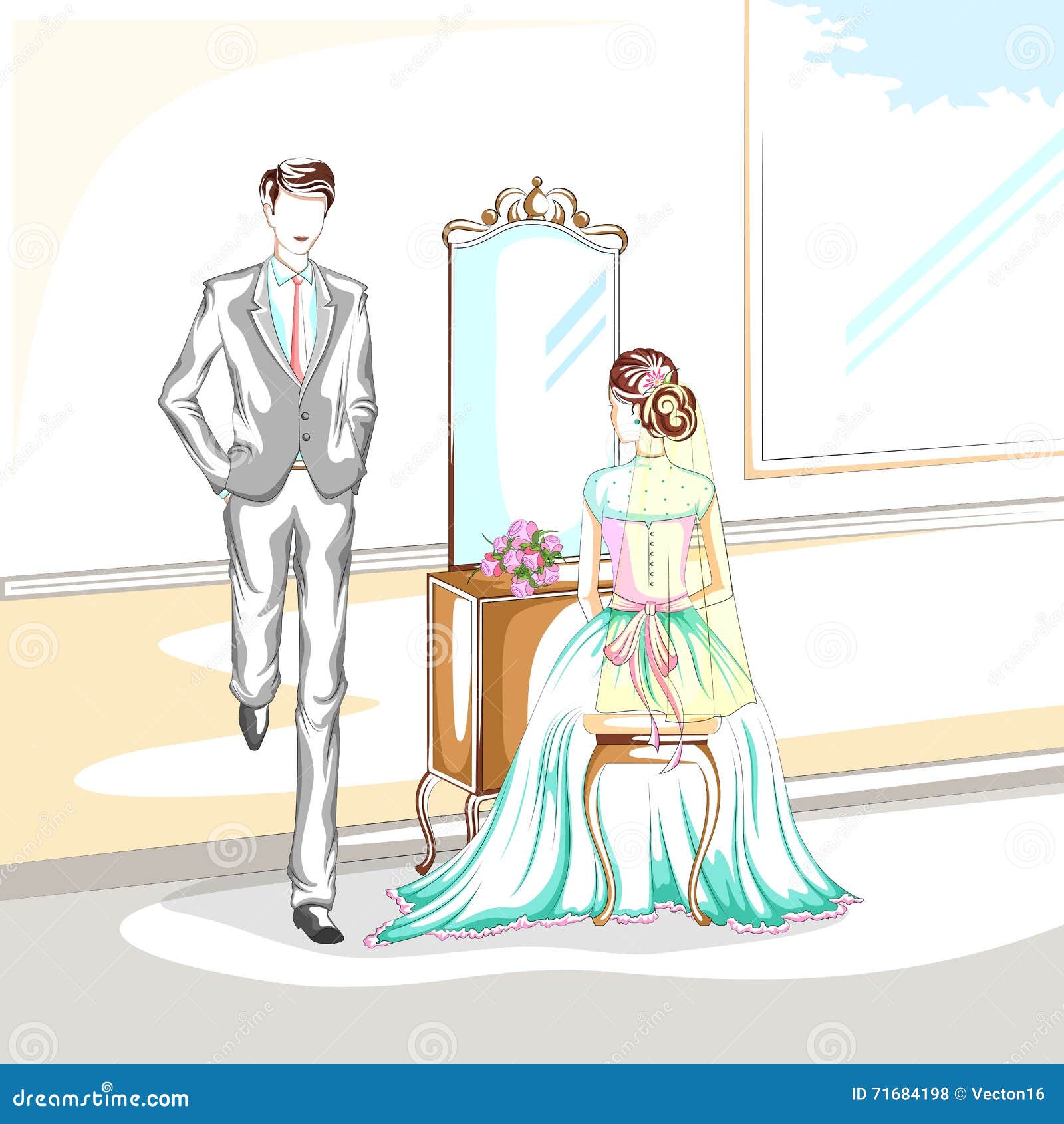 Beautiful Couple in Wedding Ceremony Stock Illustration - Illustration ...