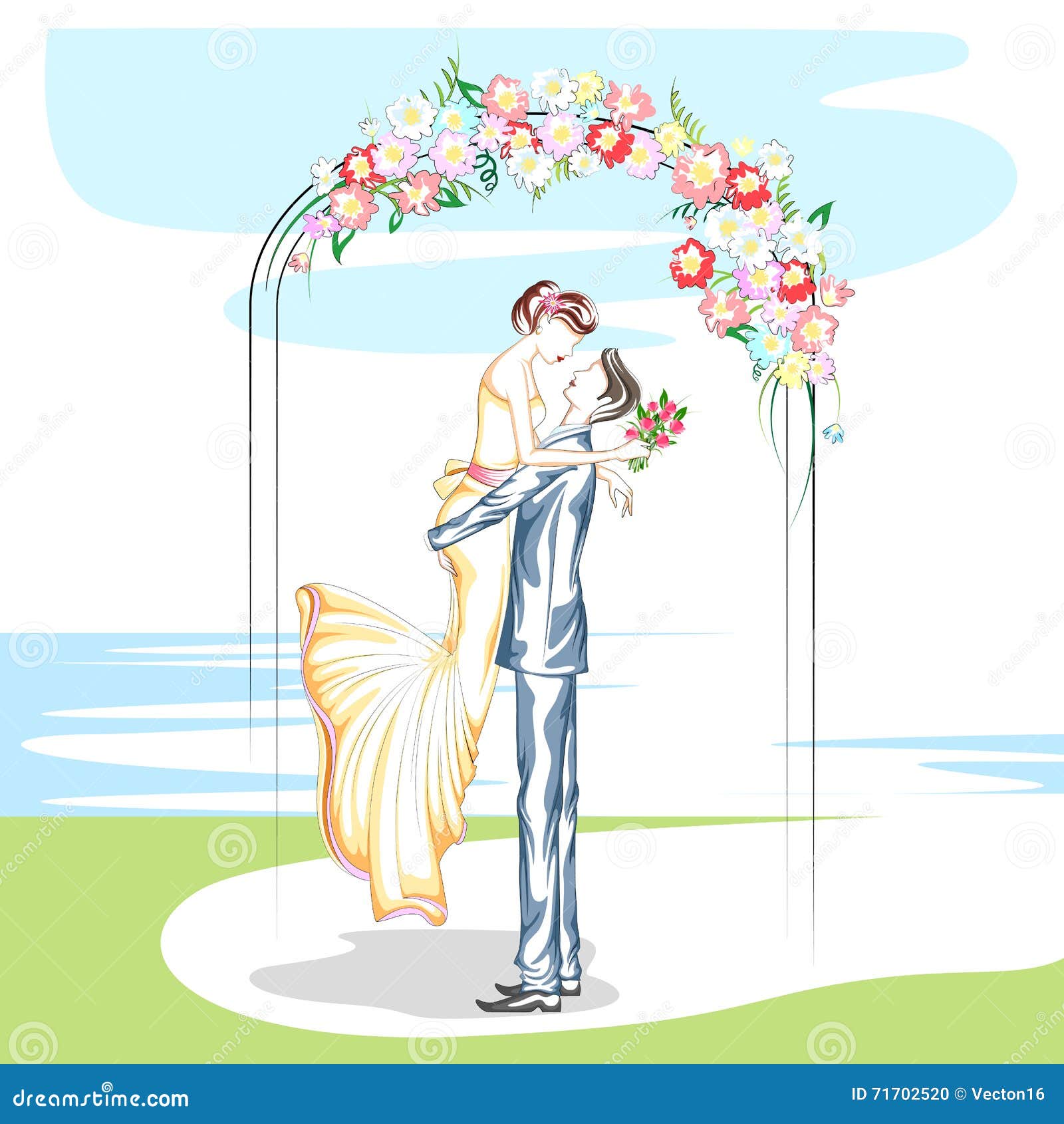 Beautiful Couple in Wedding Ceremony Stock Illustration - Illustration ...