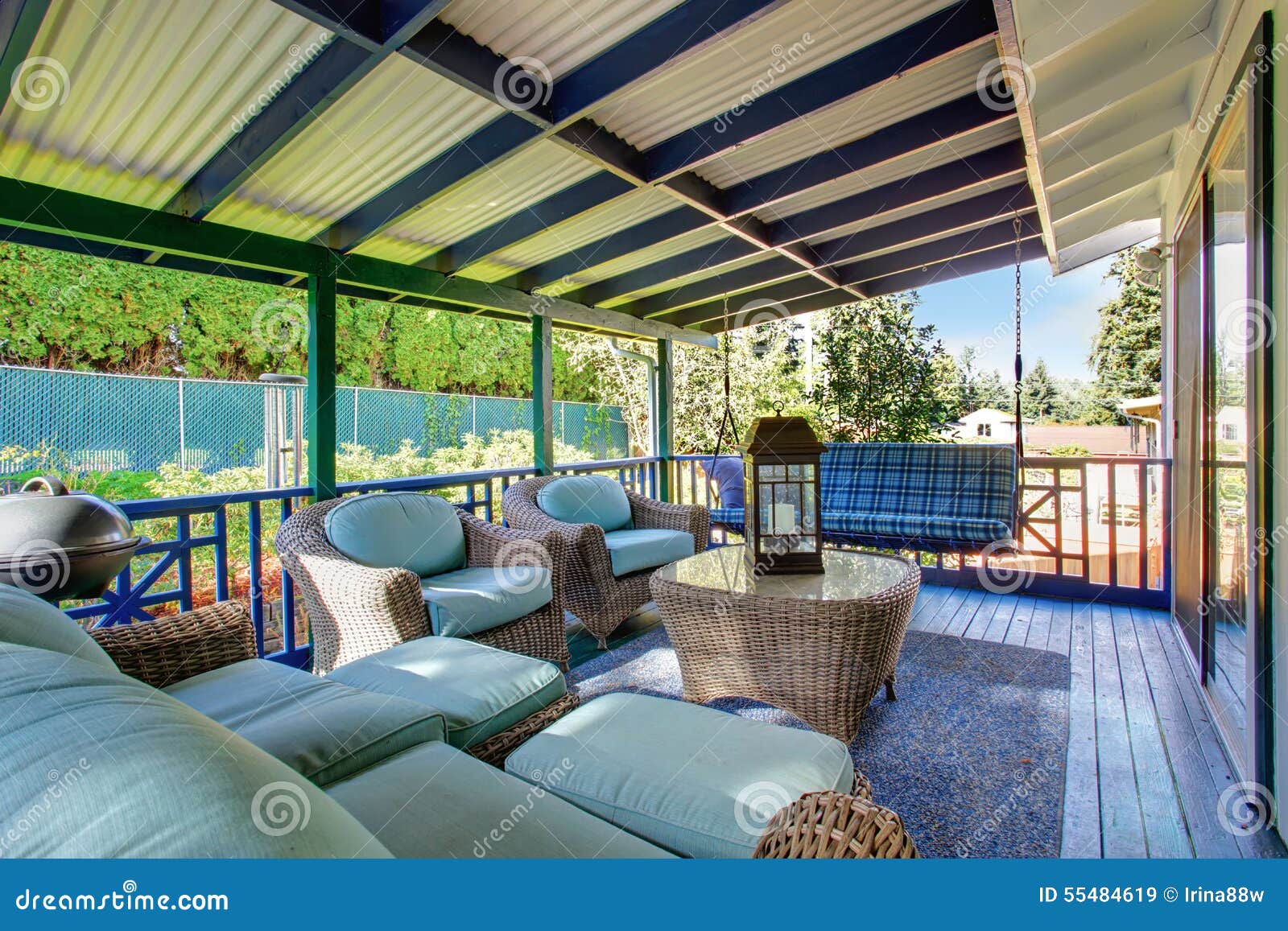 Beautiful Covered Back Deck. Stock Image - Image of architecture, home ...