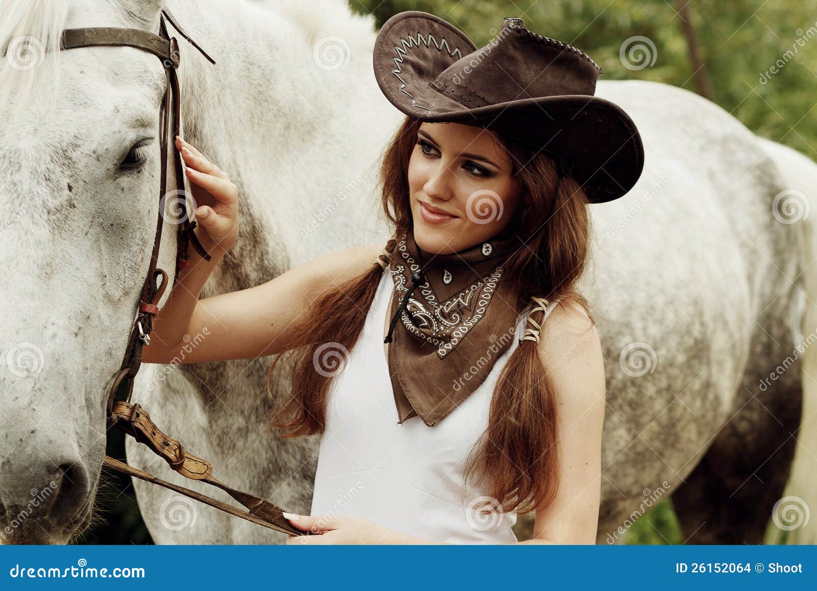 Beautiful cowgirl stock photo. Image of horse, young - 26152064