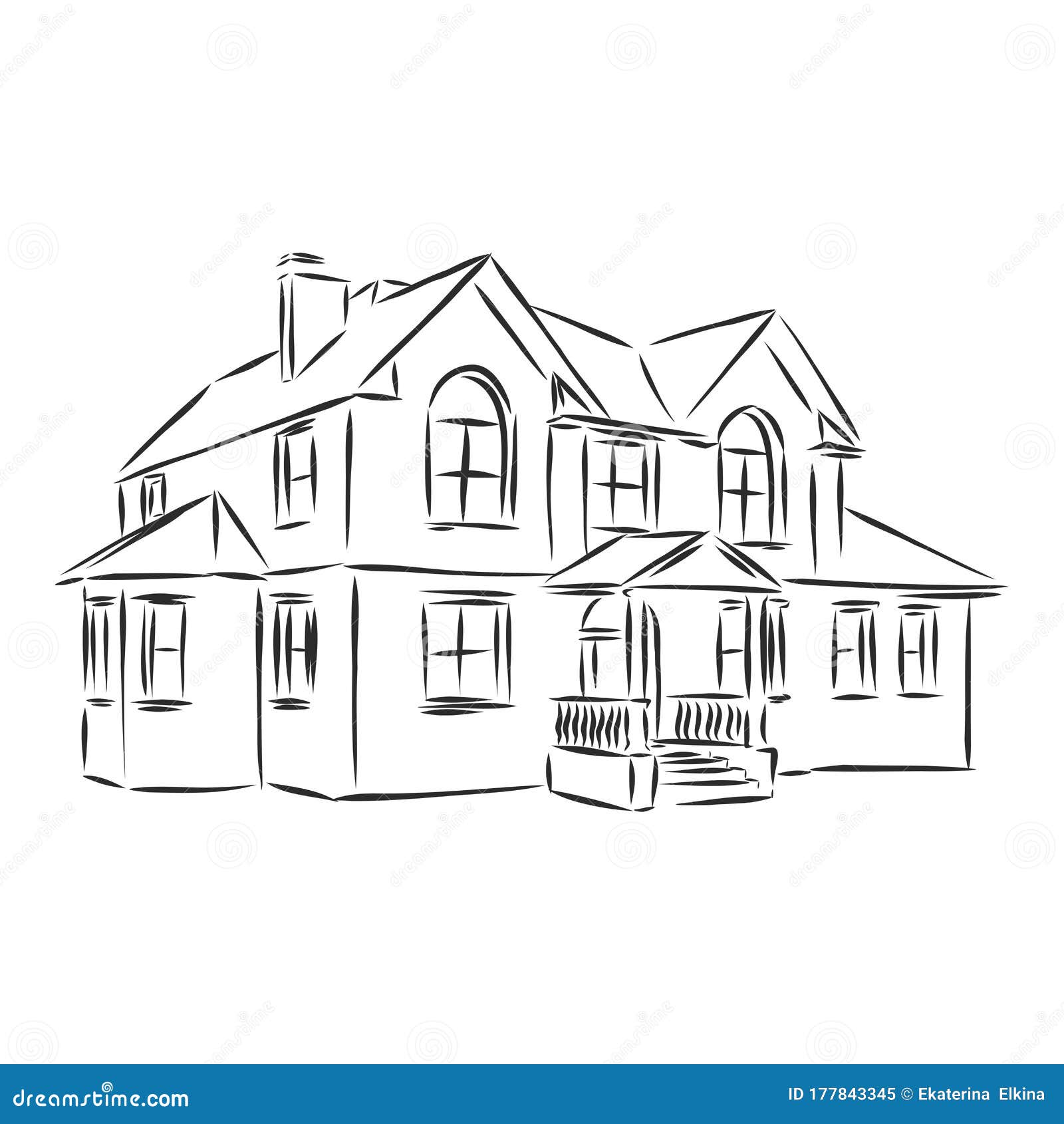 Beautiful Cozy House, Built House Realistic Vector Sketch Illustration ...