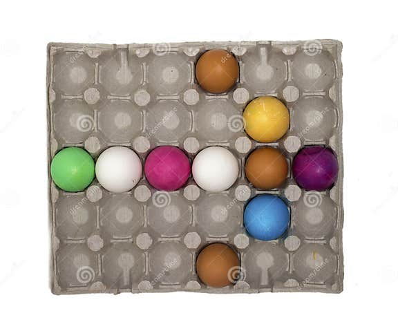 Beautiful Creative Arrow Made of Colored Eggs in a Tray. Pointer or ...