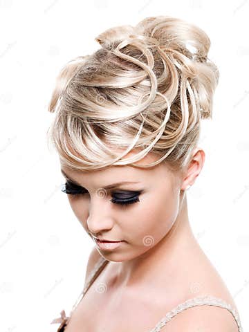 Beautiful Creative Hairstyle Stock Image - Image of copy, pretty: 14022503