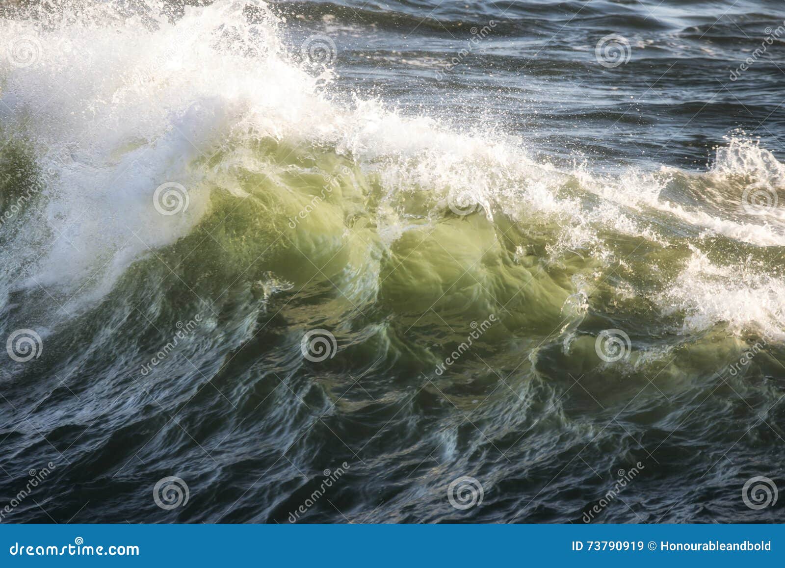 Beautiful Crest of Ocean Wave Crashing at Sunset with Backlighting ...