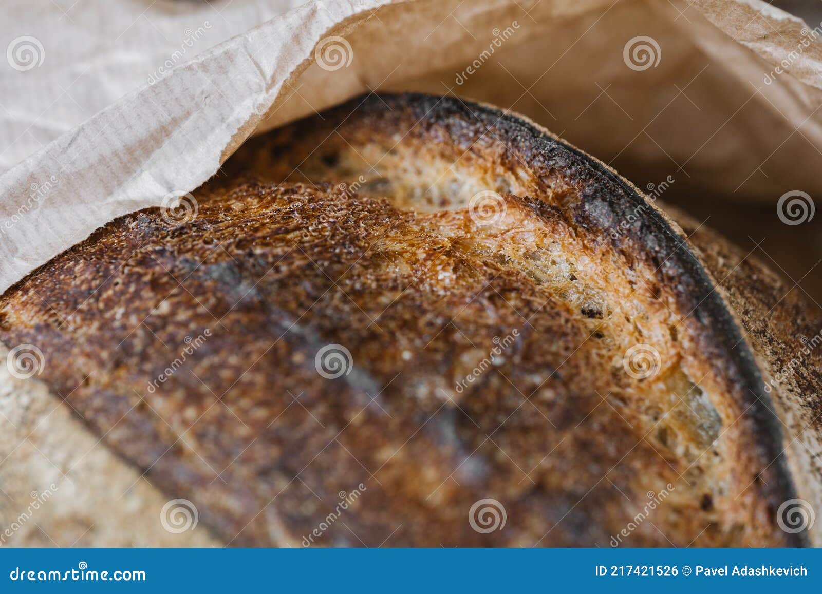 Beautiful Crispy Bread Close-up. Texture Surface of Baked Bread Crust ...