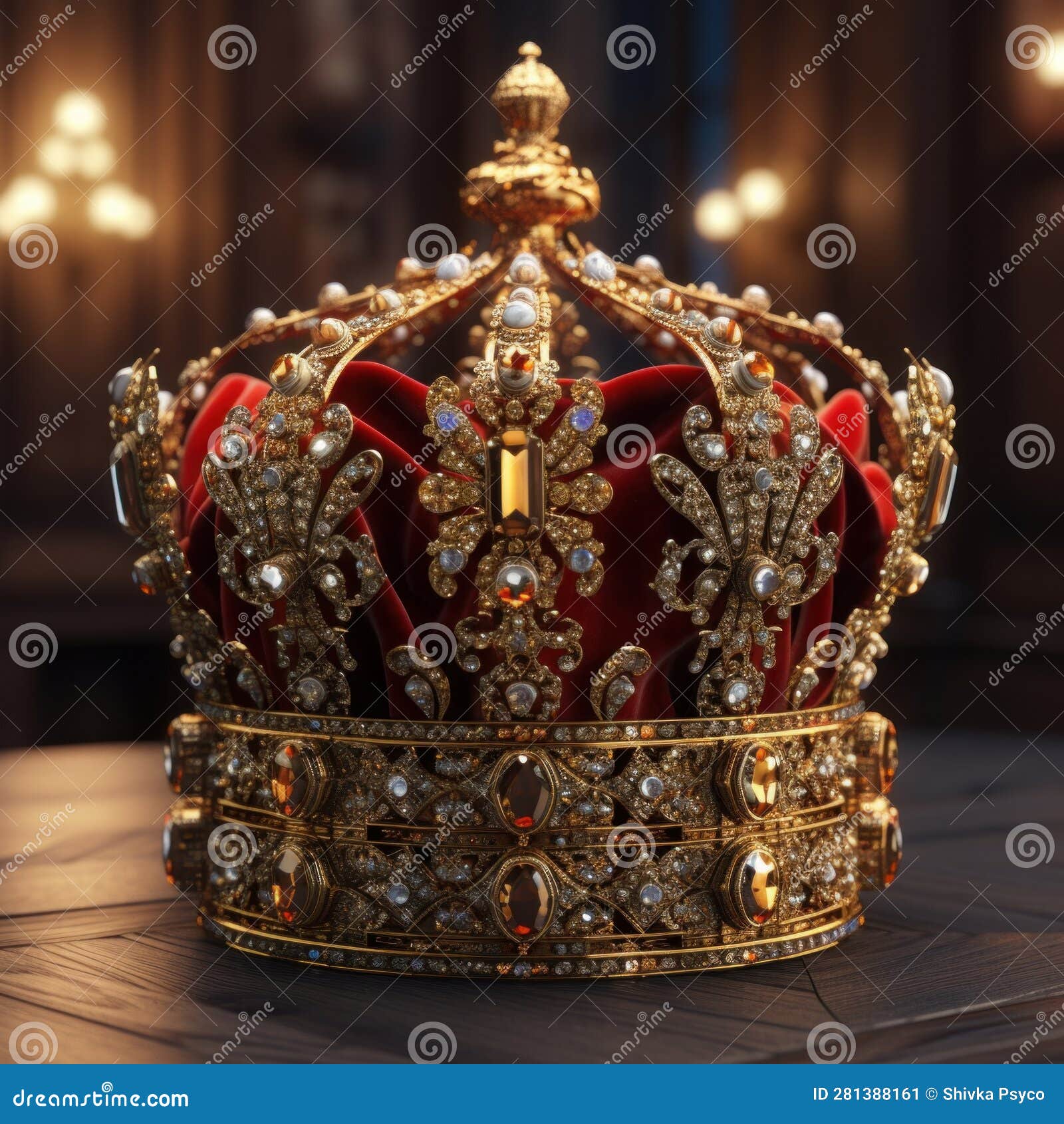 A Beautiful Crown with Red Design Generative AI Stock Illustration ...