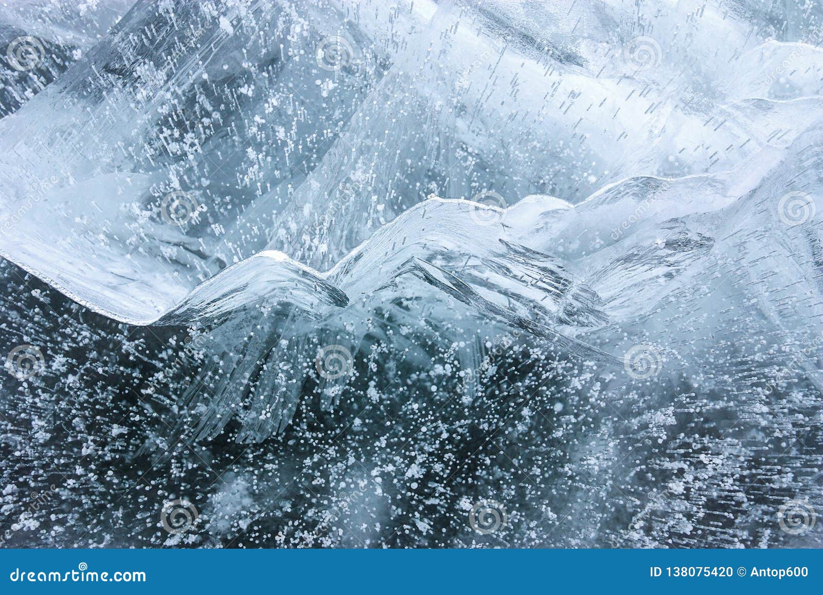 Beautiful Crystal Blue Ice with Bubbled Structure Stock Photo - Image ...