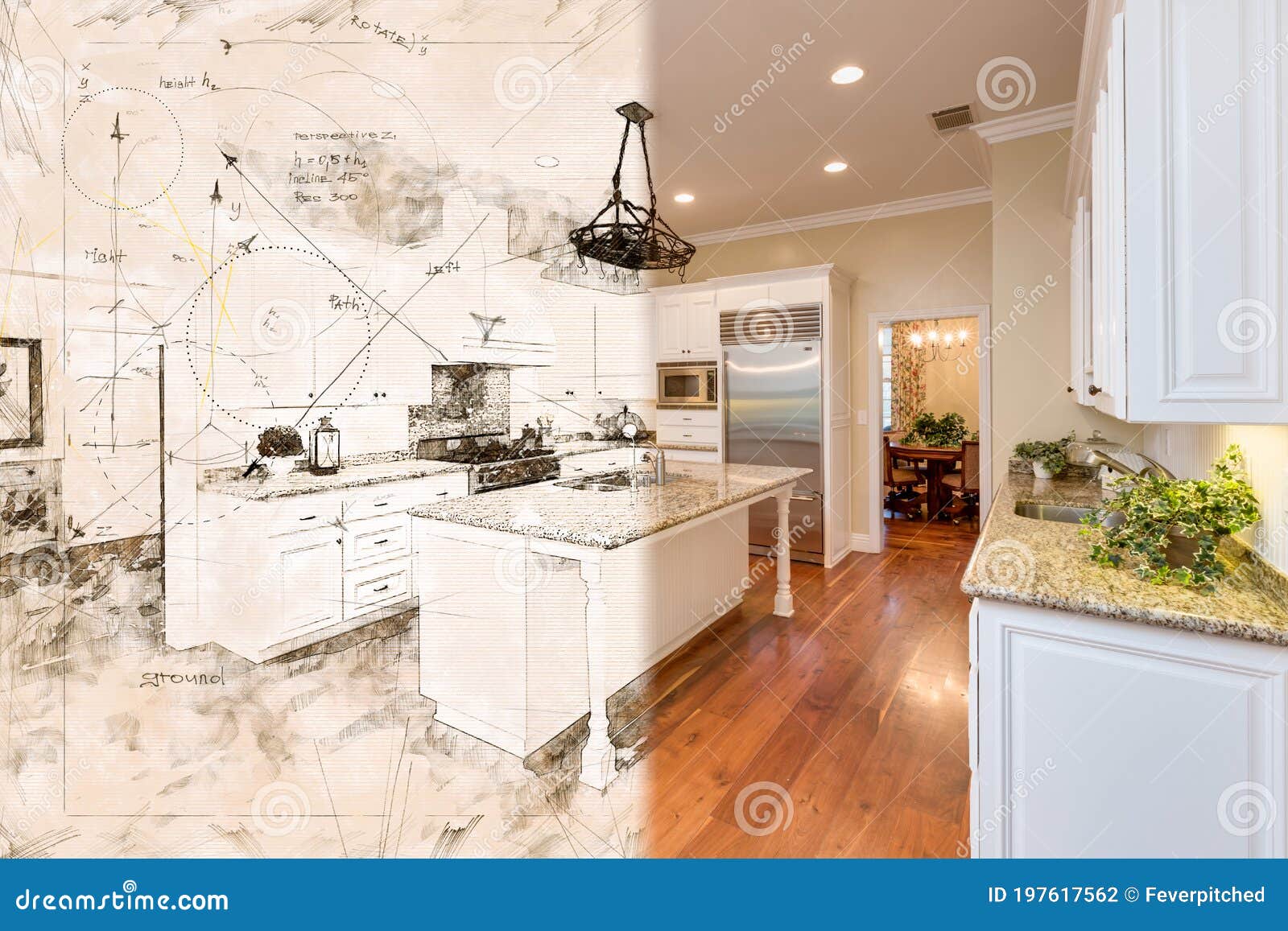 Beautiful Custom Kitchen Design Drawing Cross Section into Finished ...