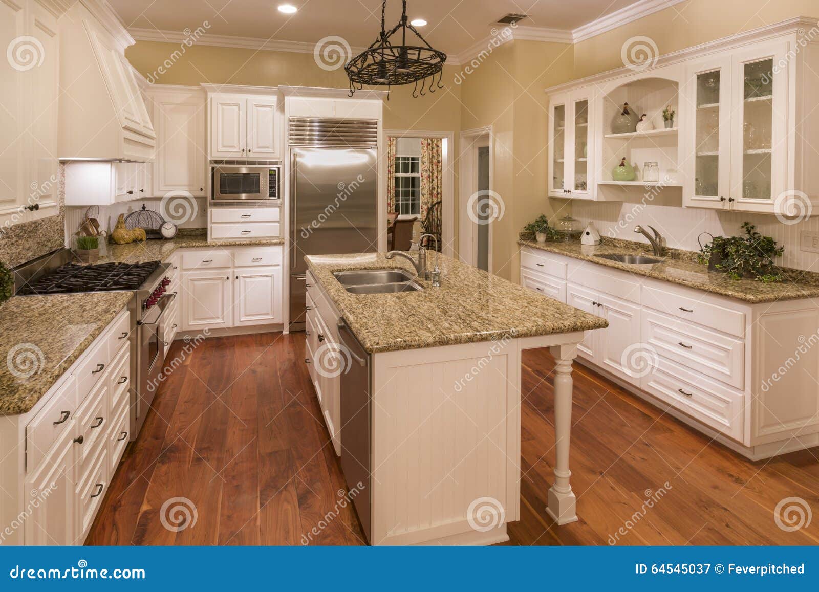 Beautiful Custom Kitchen Interior Stock Image - Image of glass, light ...