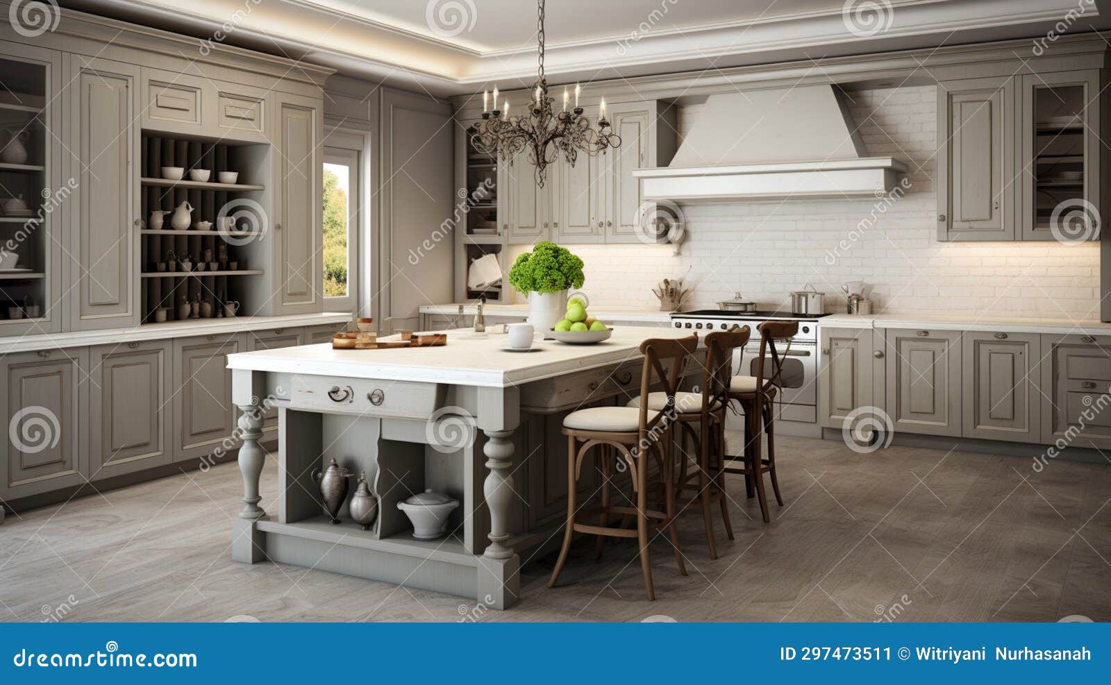 Beautiful Custom Kitchen Interior in a New House. Generative Ai Stock ...