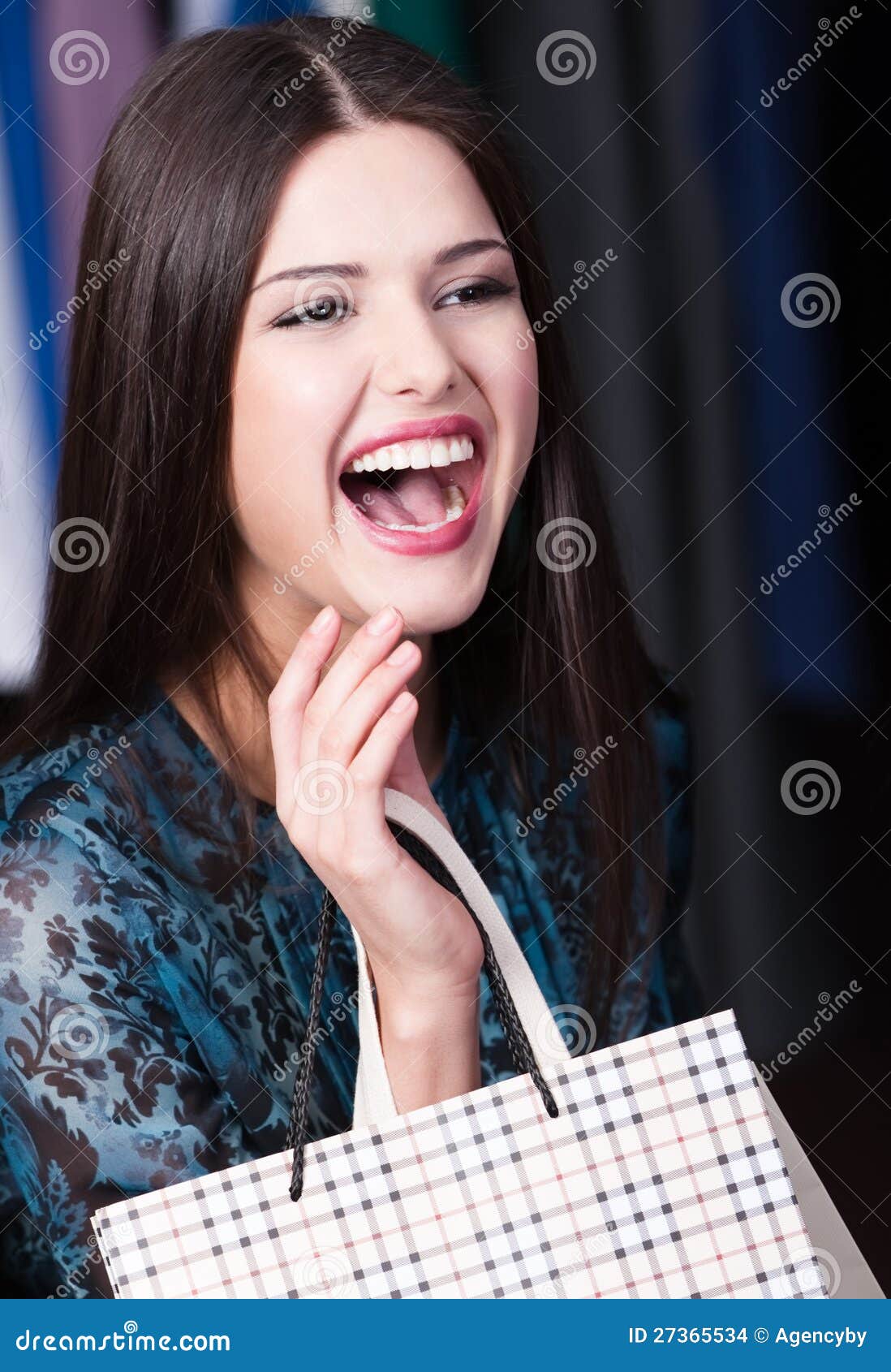 Beautiful Customer with Long Dark Hair Stock Photo - Image of ...