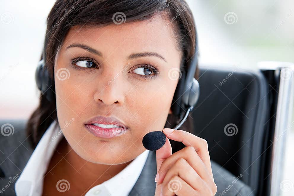 Beautiful Customer Service Agent at Work Stock Image - Image of collar ...
